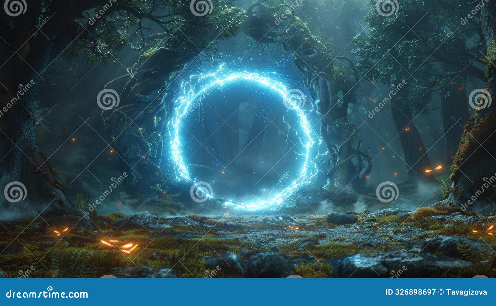 Mysterious Magical Portal in Enchanted Forest - Generative Ai Stock ...