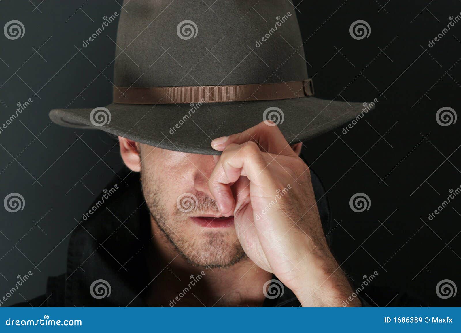 Mysterious man stock image. Image of hidden, black, greeting - 1686389