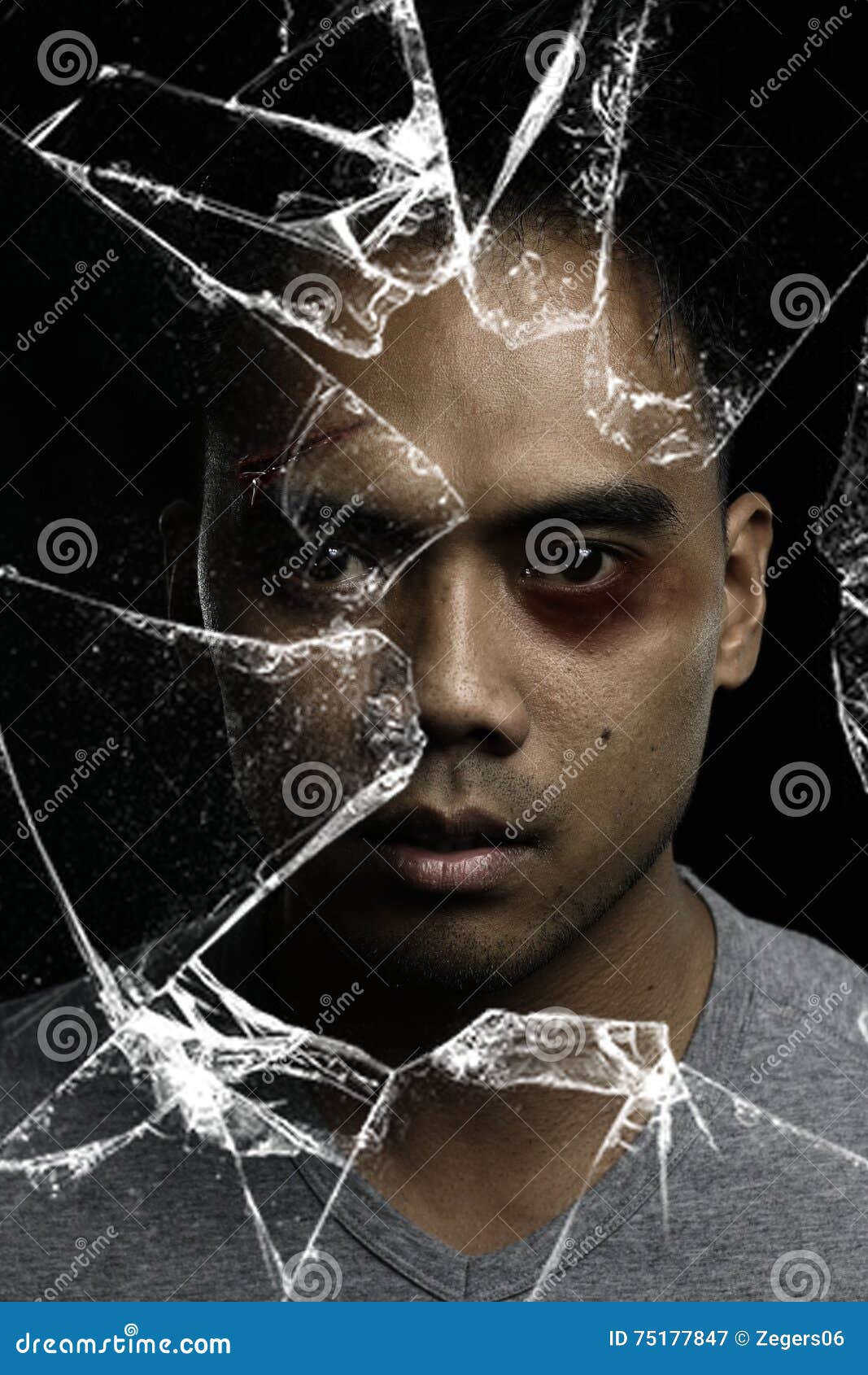 Mysterious Man in Front of a Broken Mirror Stock Image - Image of ...
