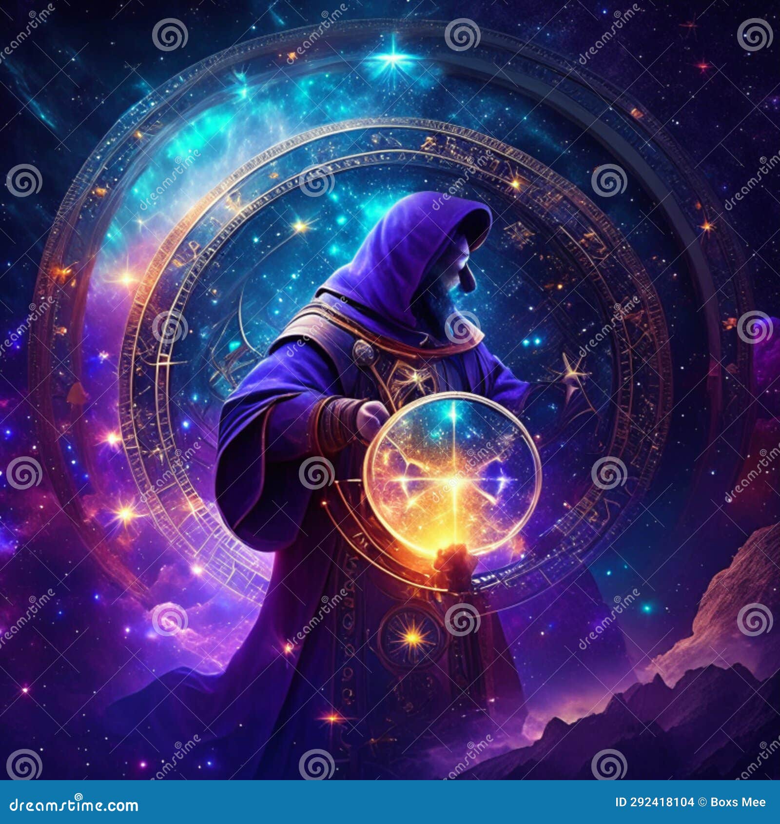 Mysterious Man with a Magic Potion in His Hand. Vector Illustration ...