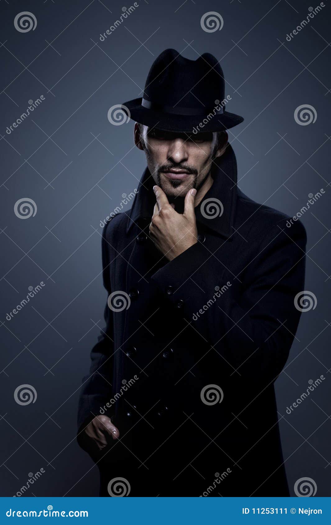 Mysterious Man Retro Portrait Stock Image - Image of male, adult: 11253111