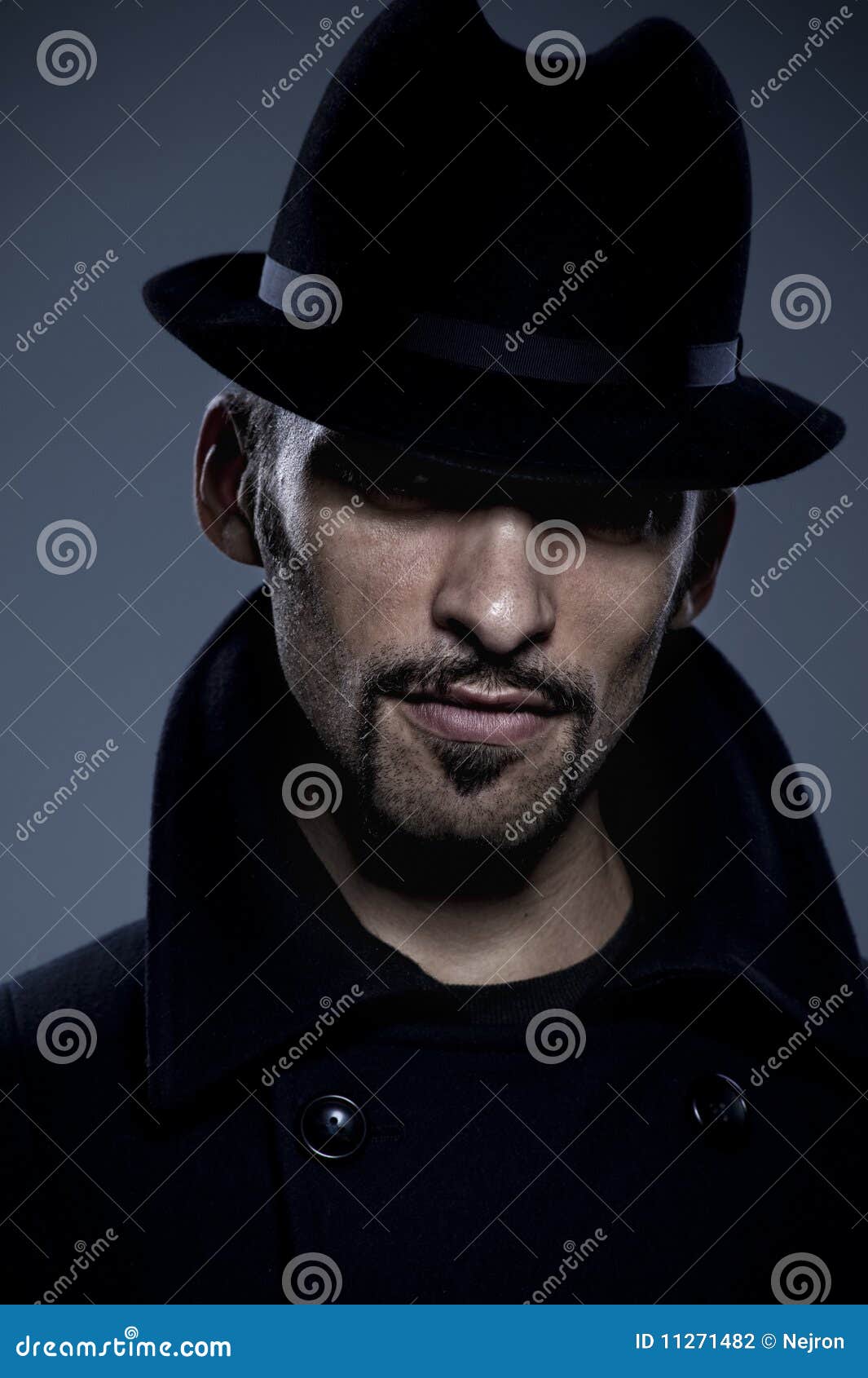 Mysterious Man Retro Portrait Stock Photo - Image of handsome, fashion ...