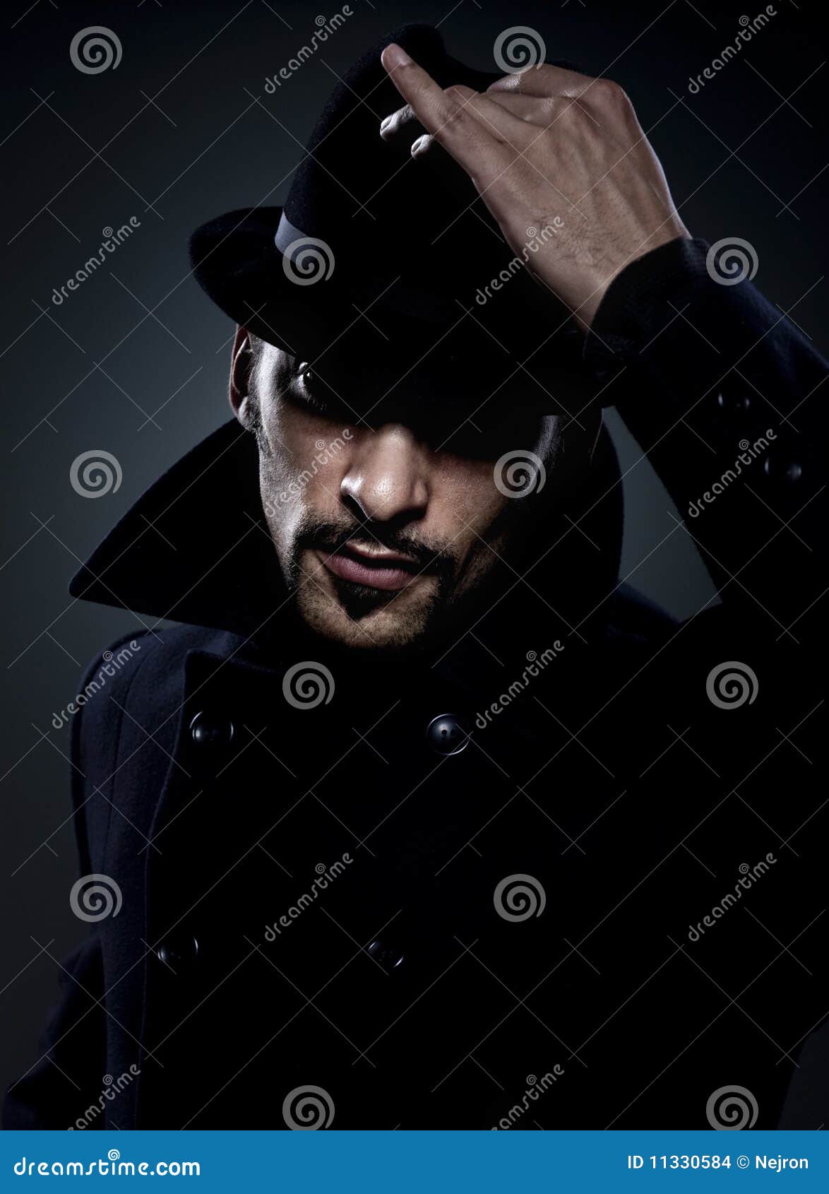 Mysterious Man Retro Portrait Stock Photo - Image of fashion, male ...