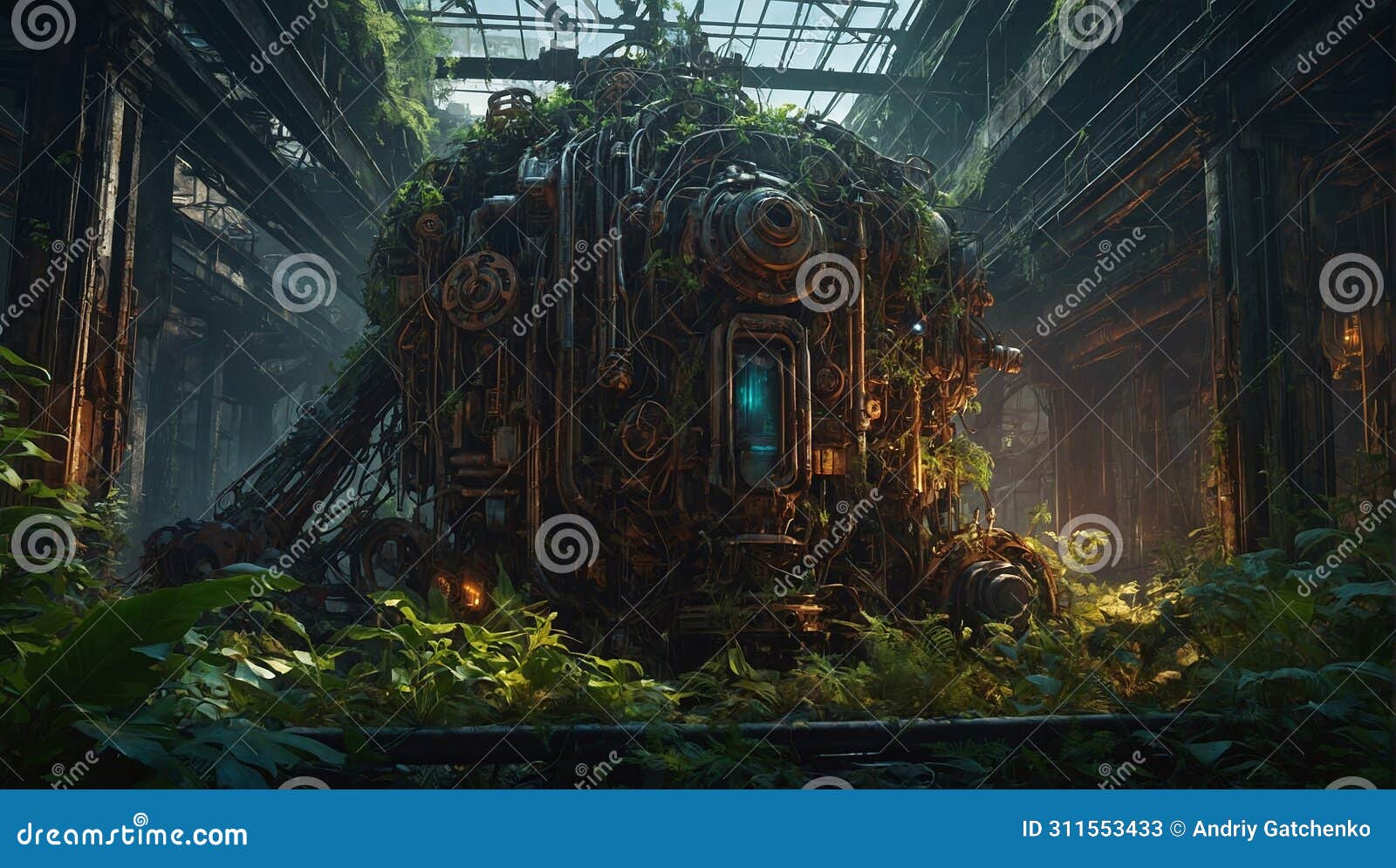 Mysterious Mechanism Overgrown with Vegetation in an Abandoned Factory ... Mysterious Mechanism Overgrown with Vegetation in an Abandoned Factory ...