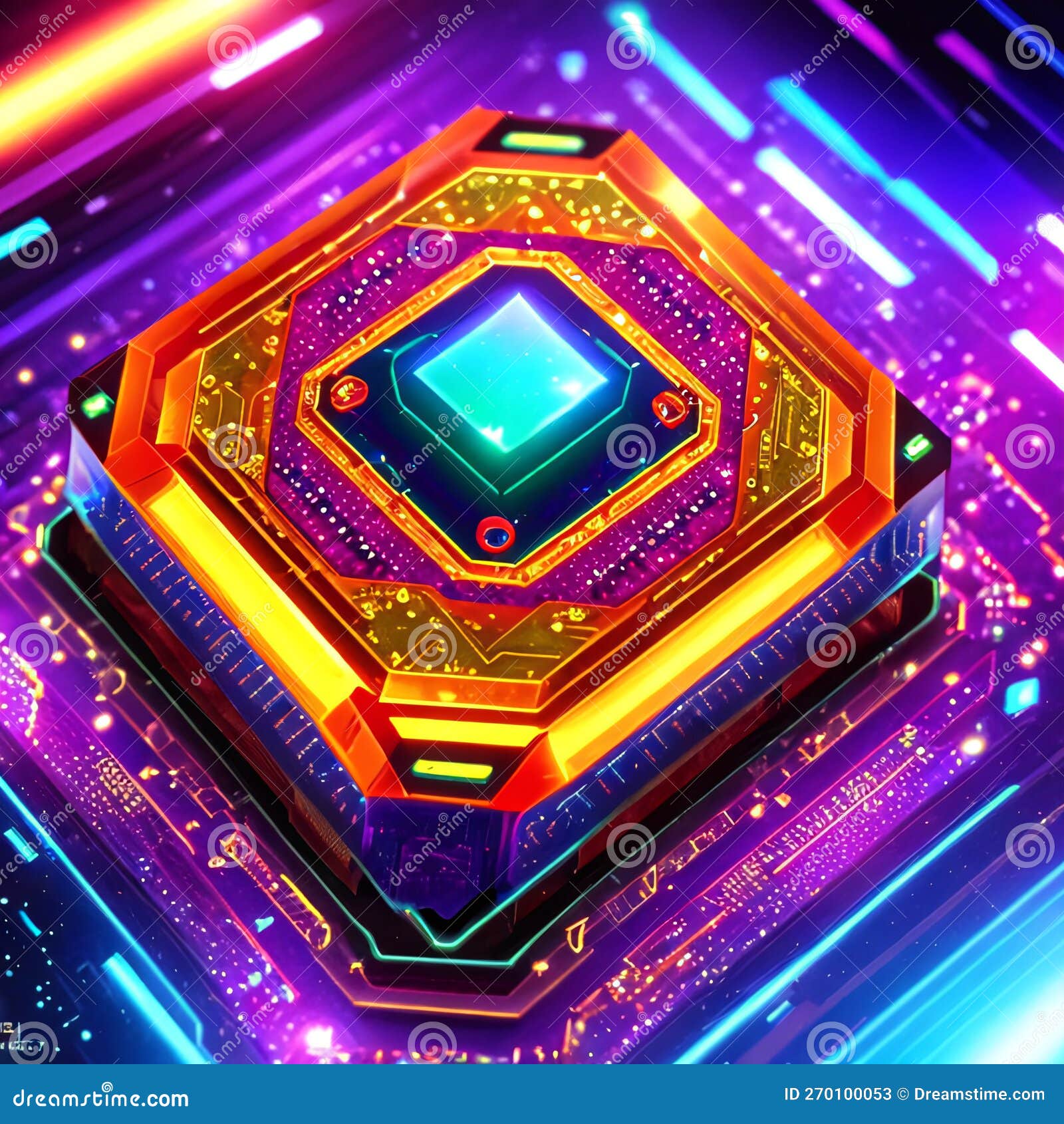 Mysterious Microelectronic Device with Vibrant Colors and Complex ...