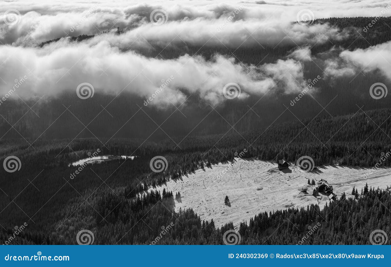 Mysterious misty snow land stock image. Image of mountain - 240302369