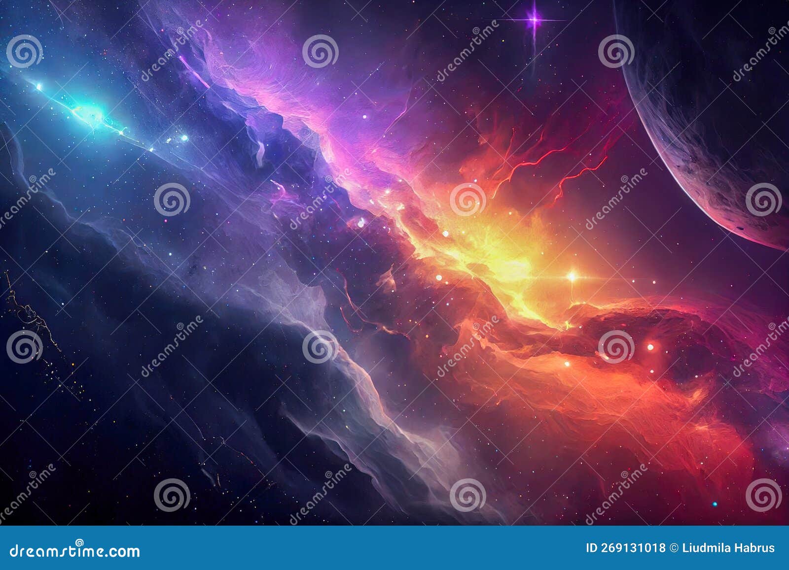 Mysterious Multi-colored Nebula in Space. Generative AI Stock Photo ...