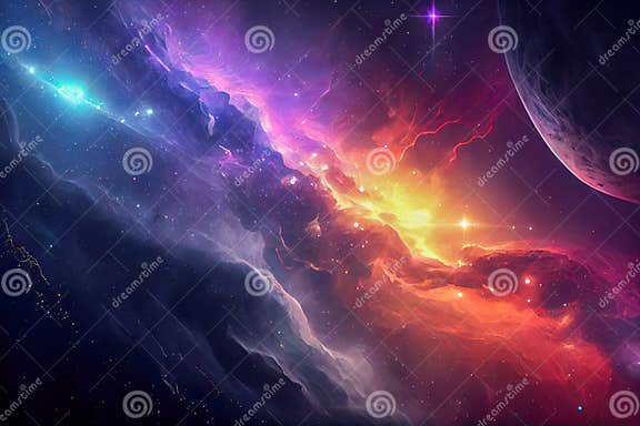 Mysterious Multi-colored Nebula in Space. Generative AI Stock Photo ...