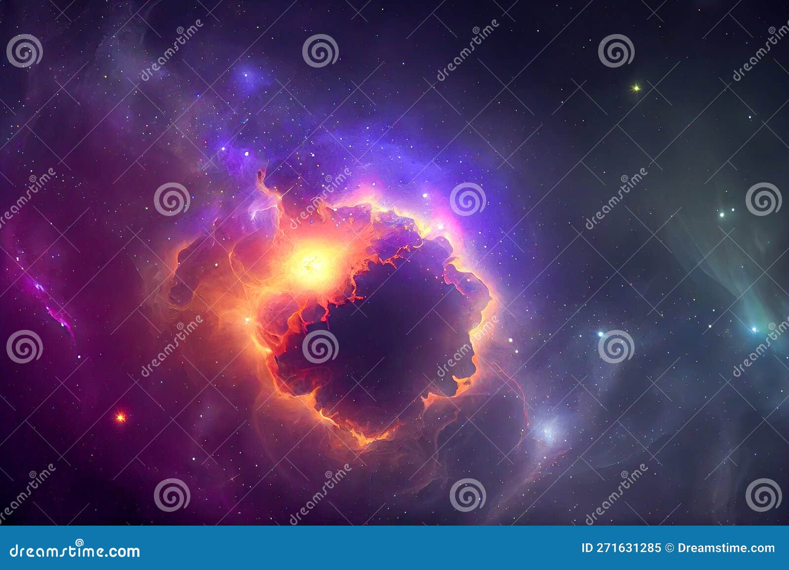 Mysterious Multi-colored Nebula in Space. Generative AI Stock ...
