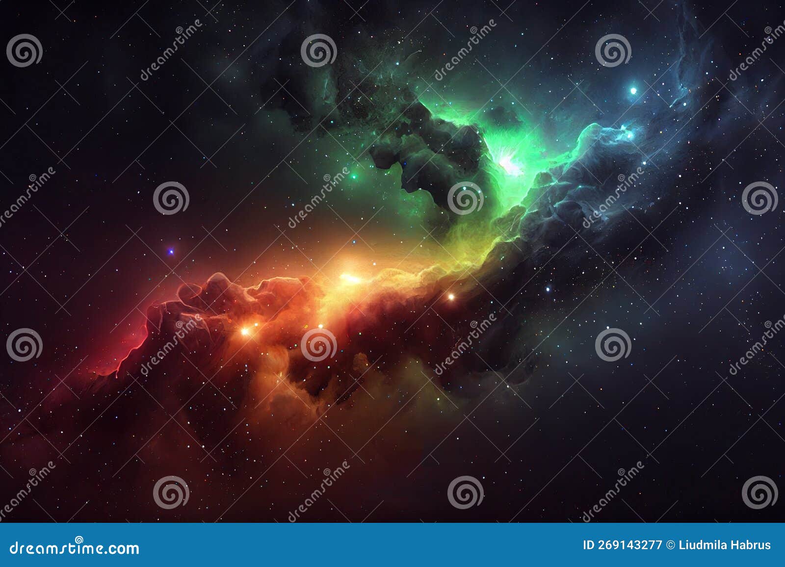Mysterious Multi-colored Nebula in Space. Generative AI Stock Image ...