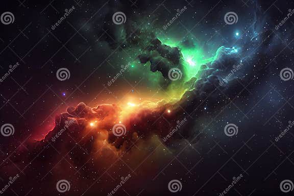 Mysterious Multi-colored Nebula in Space. Generative AI Stock Image ...