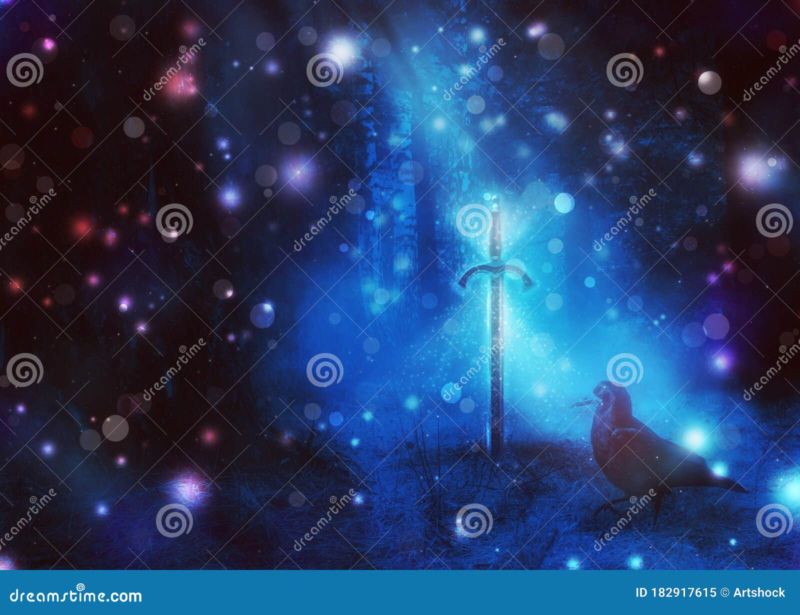 Magic Sword Fantasy World Vector Illustration | CartoonDealer.com #44733956