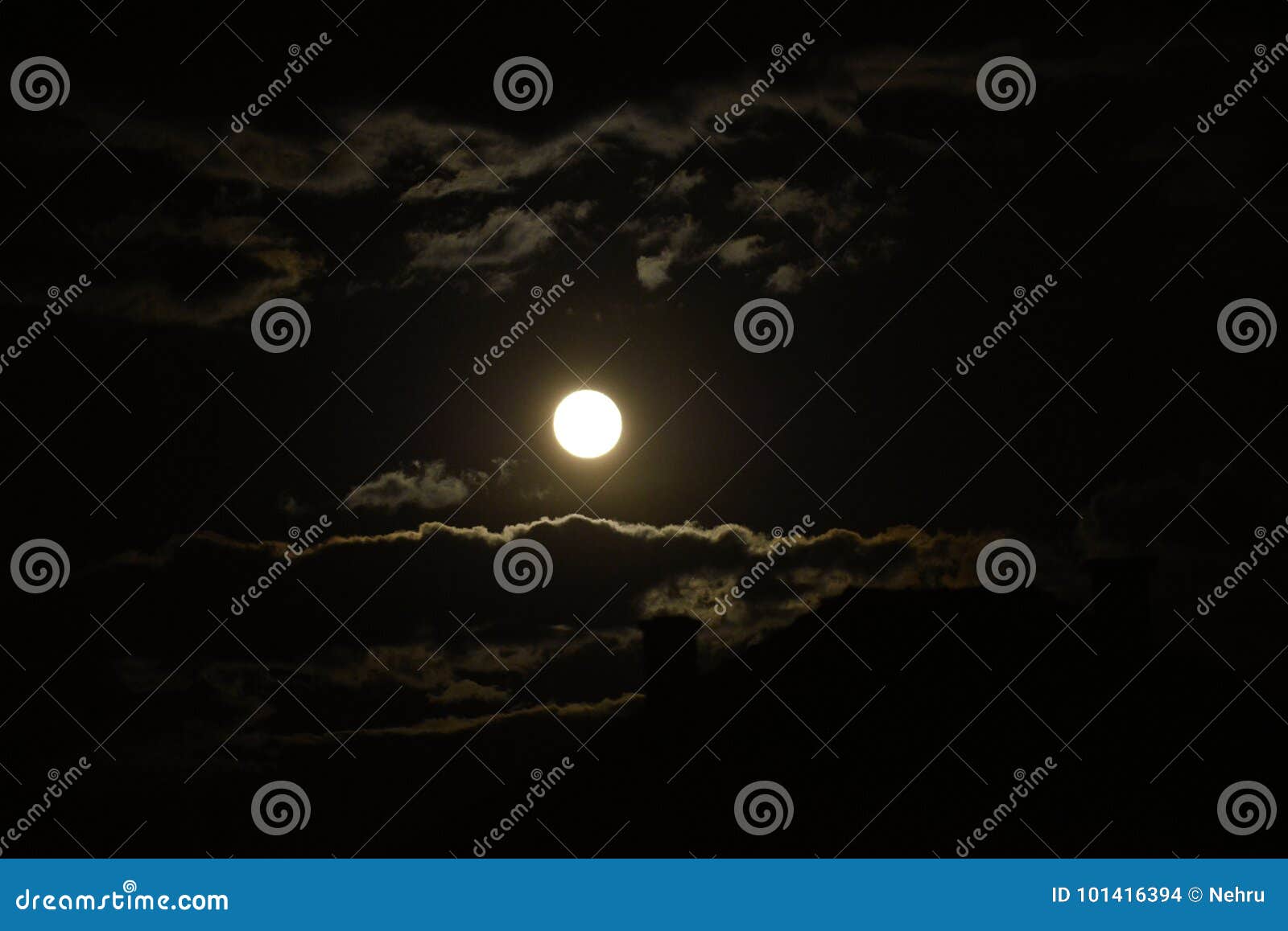 Mysterious Night Sky with Full Moon Stock Photo - Image of spooky ...