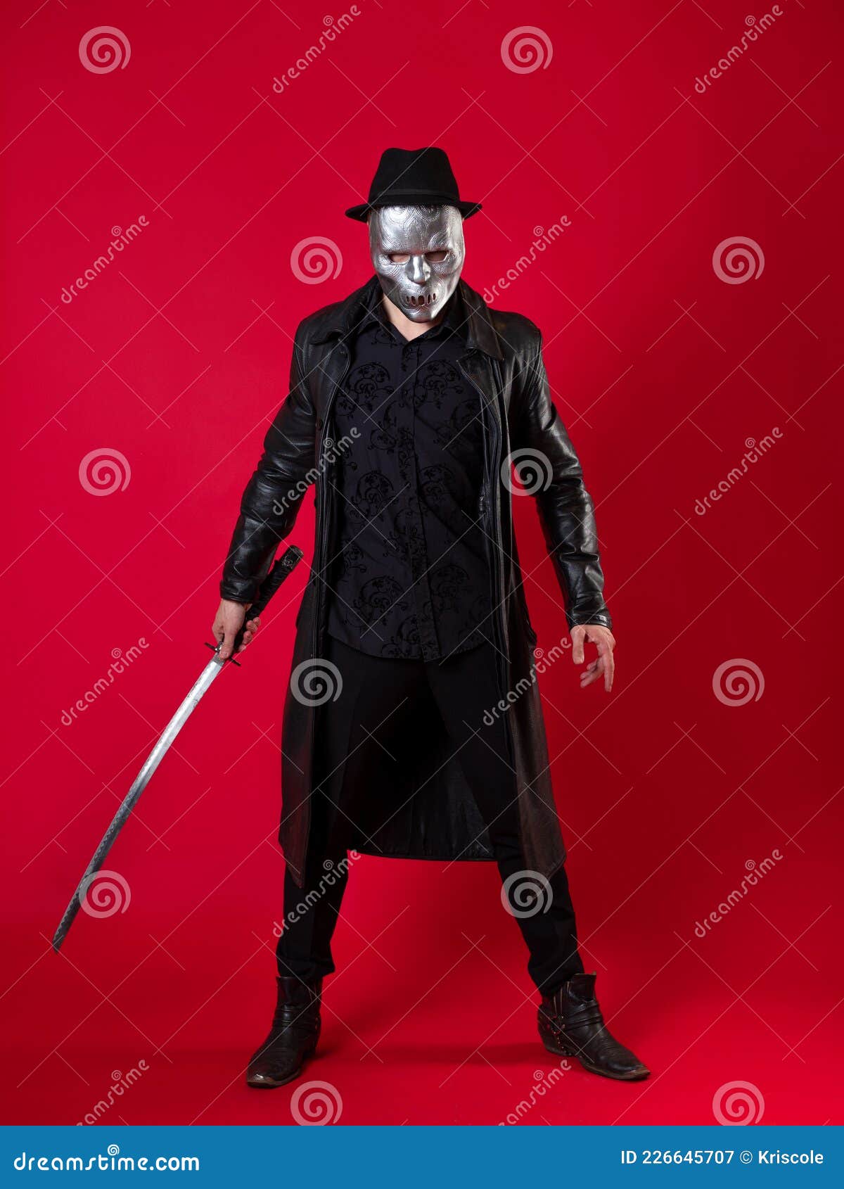A Mysterious Ninja Assassin In A Noir Style A Man In Black Clothes Stock Image Image Of Dark
