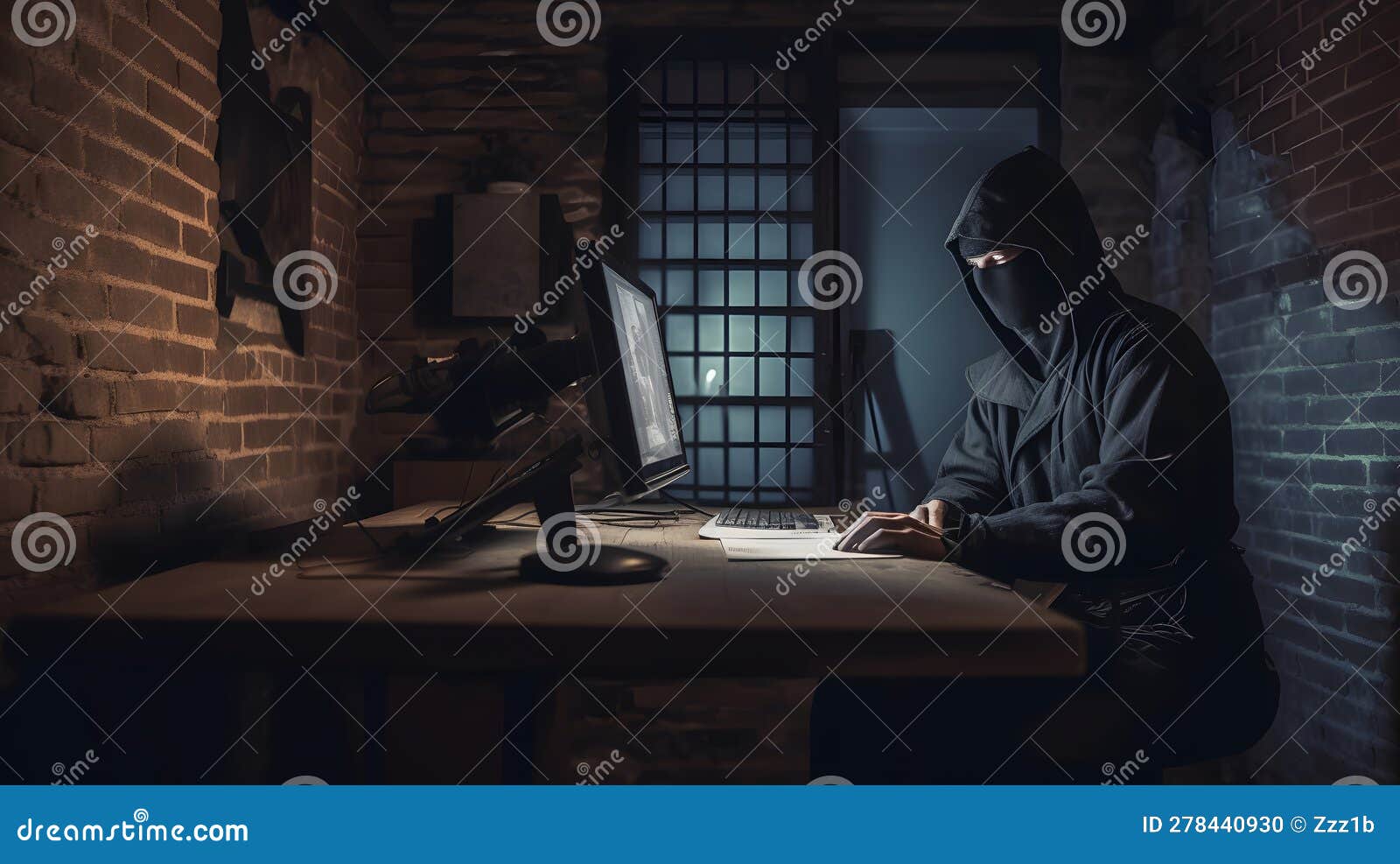 Mysterious Ninja Working with Computer in a Basement, Neural Network ...
