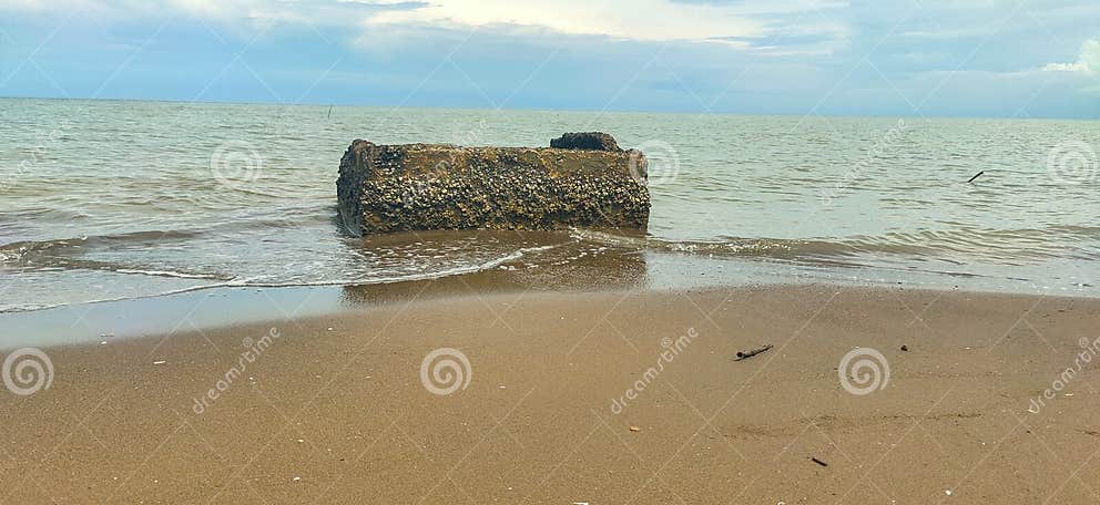 A Mysterious Object Washed Up on the Shore Stock Image - Image of water ...