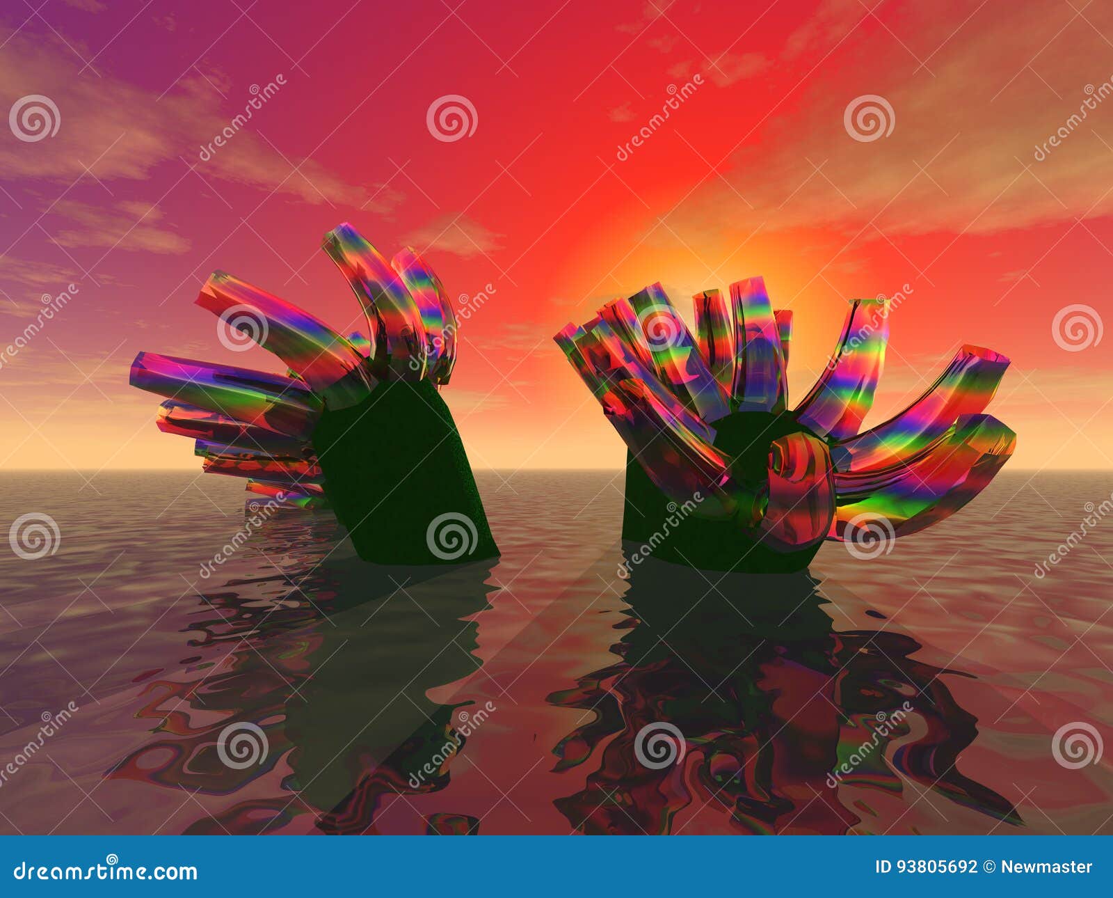 Mysterious Objects Protruding From The Surface Of The Ocean Royalty ...