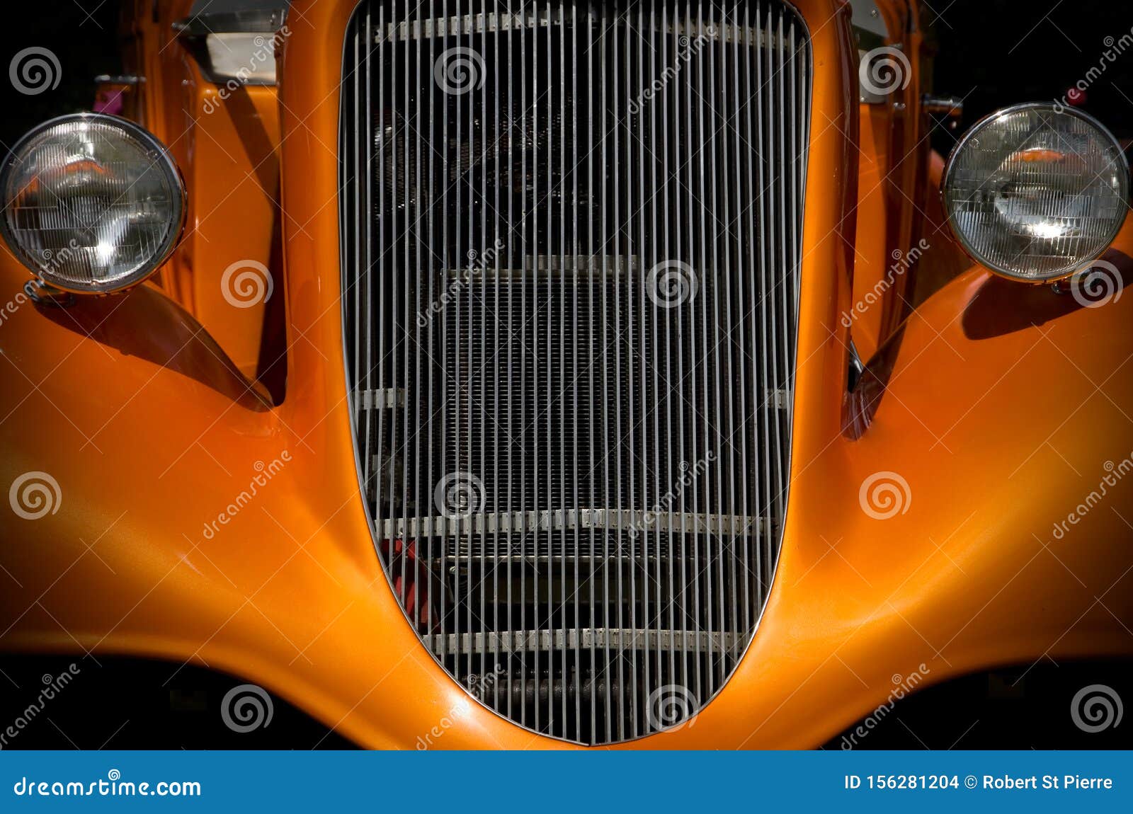 Mysterious Orange Antique Hot-Rod Front Grill Stock Photo - Image of ...