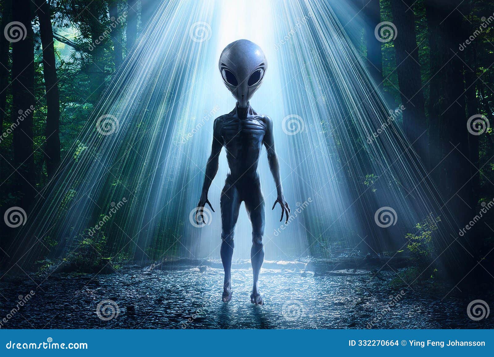 A Mysterious, Otherworldly Alien Entity in a Beam of Light Stock ...