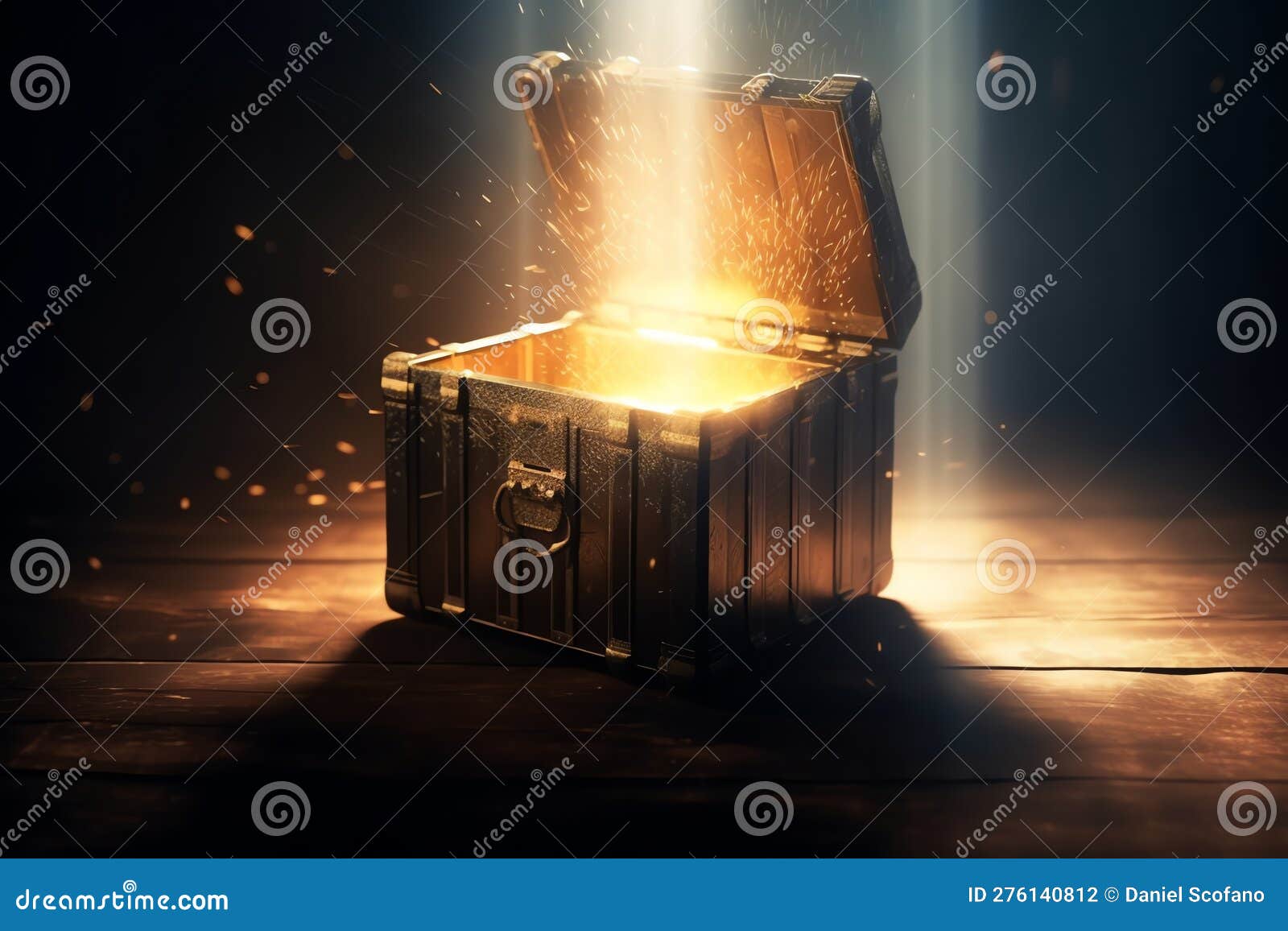 Mysterious Pandora Box Opening with Rays of Light, High Contrast Image ...