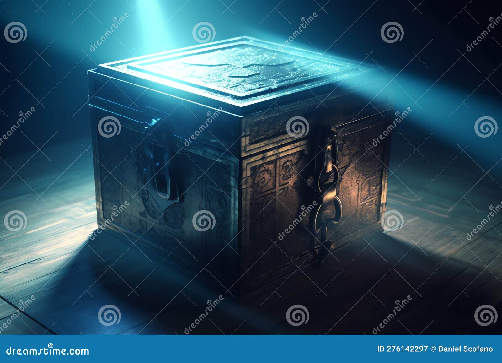 Mysterious Pandora Box Opening with Rays of Light, High Contrast Image ...