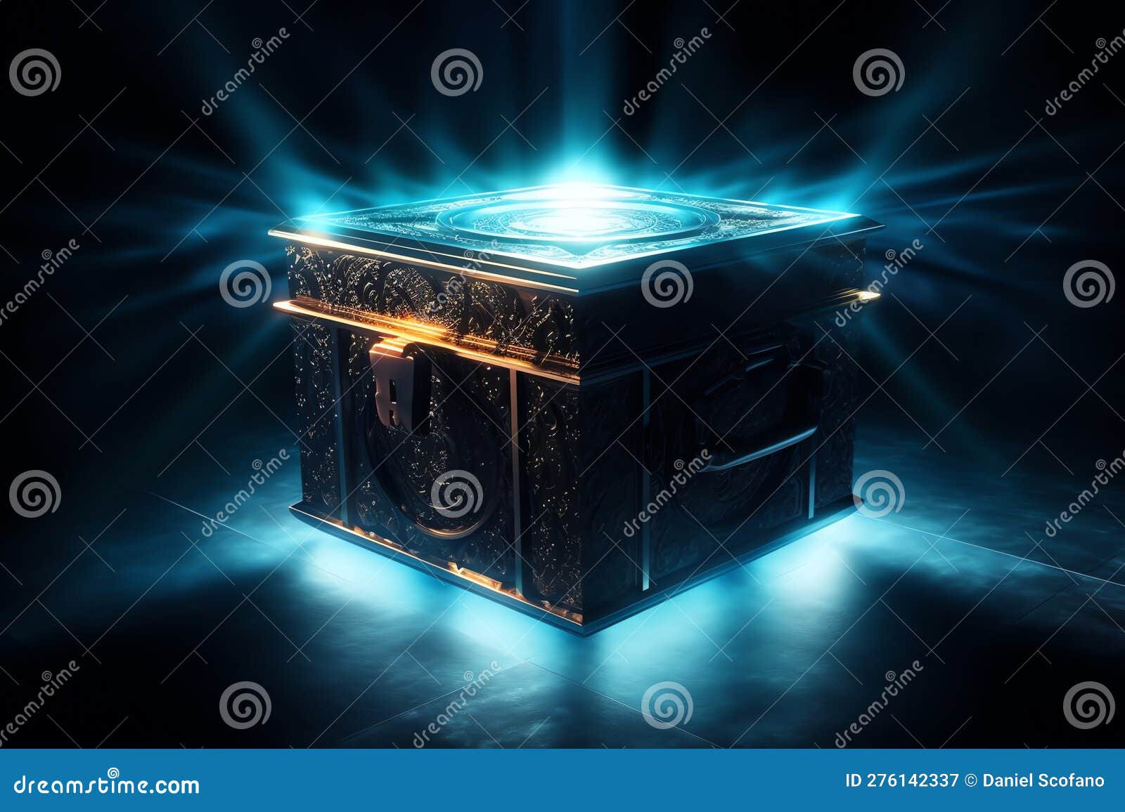 Mysterious Pandora Box Opening with Rays of Light, High Contrast Image ...