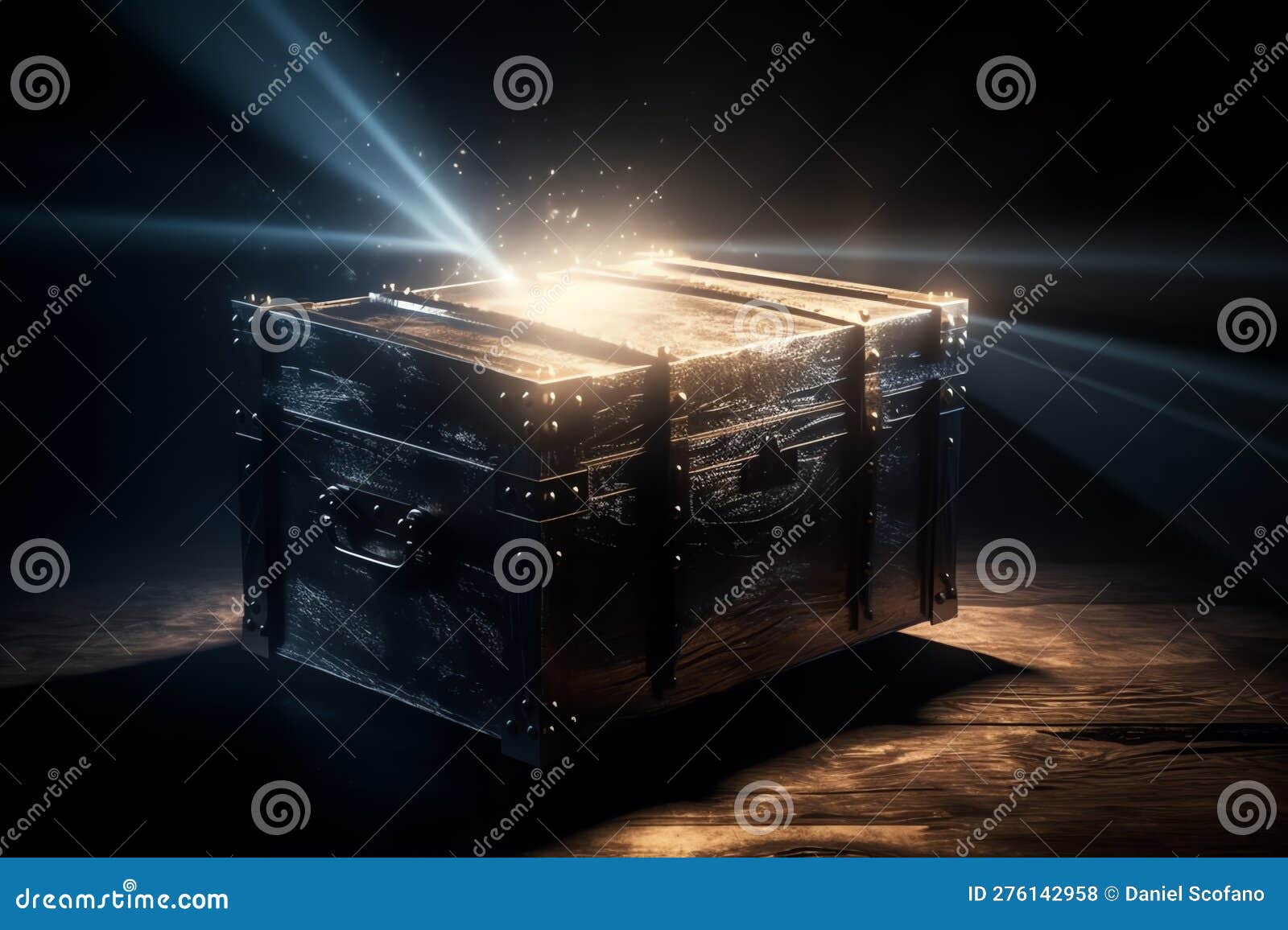 Mysterious Pandora Box Opening with Rays of Light, High Contrast Image ...