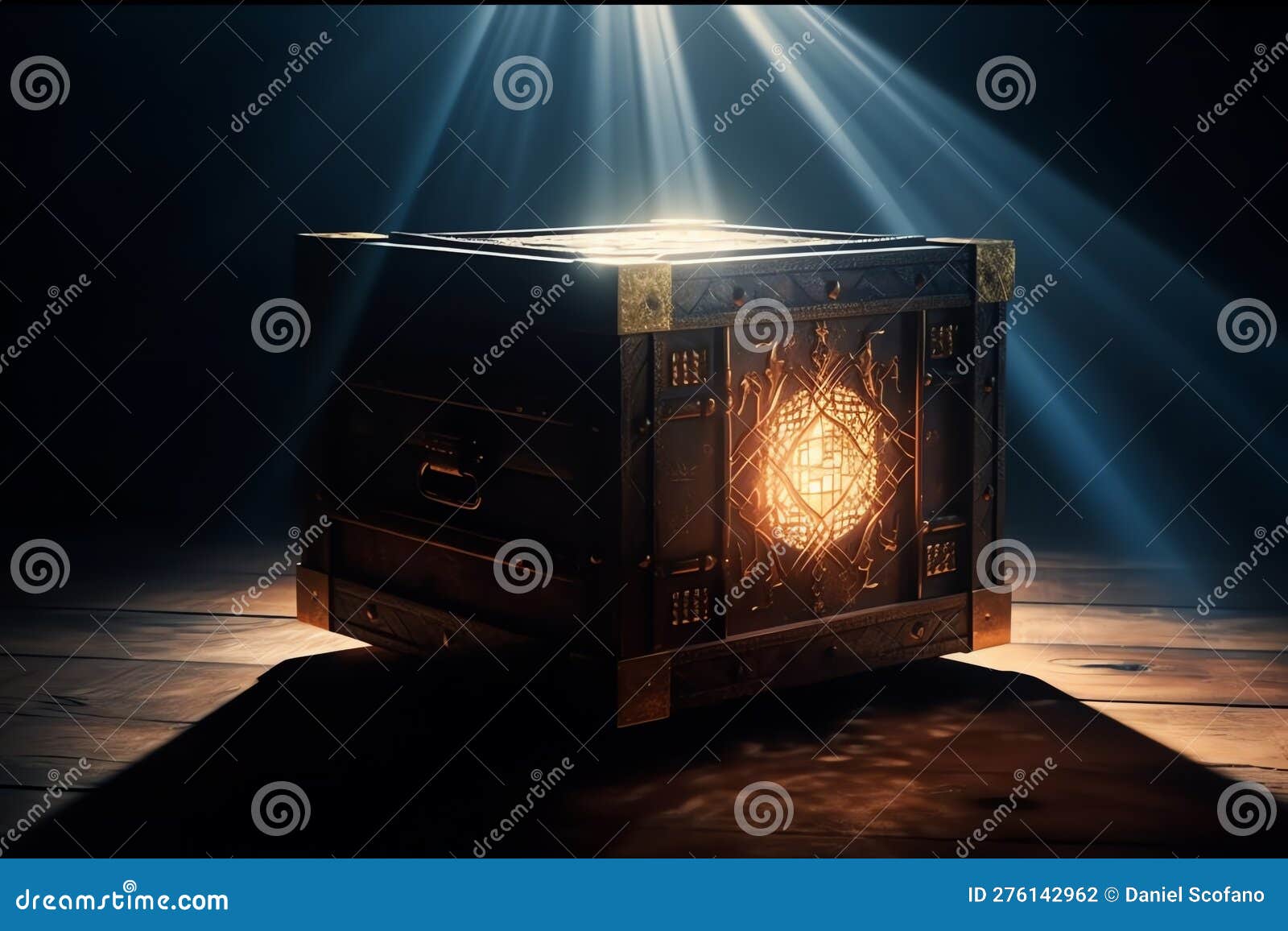 Mysterious Pandora Box Opening with Rays of Light, High Contrast Image ...