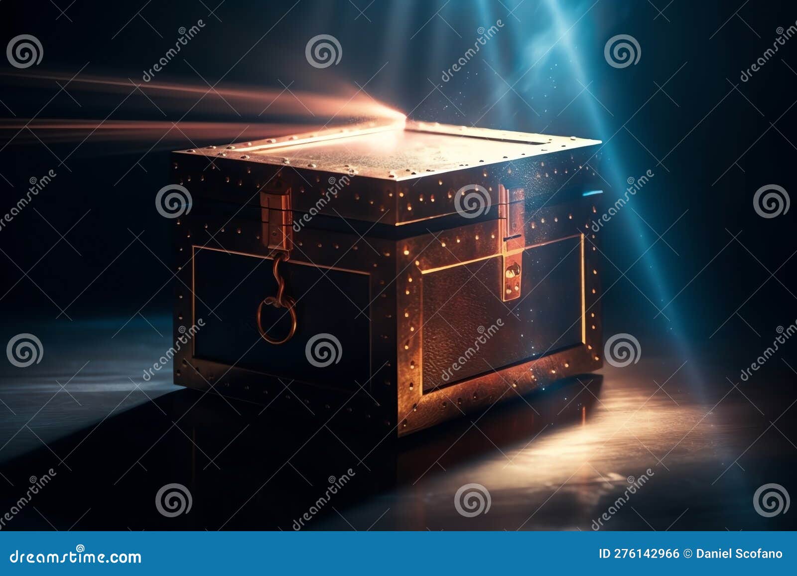 Mysterious Pandora Box Opening with Rays of Light, High Contrast Image ...