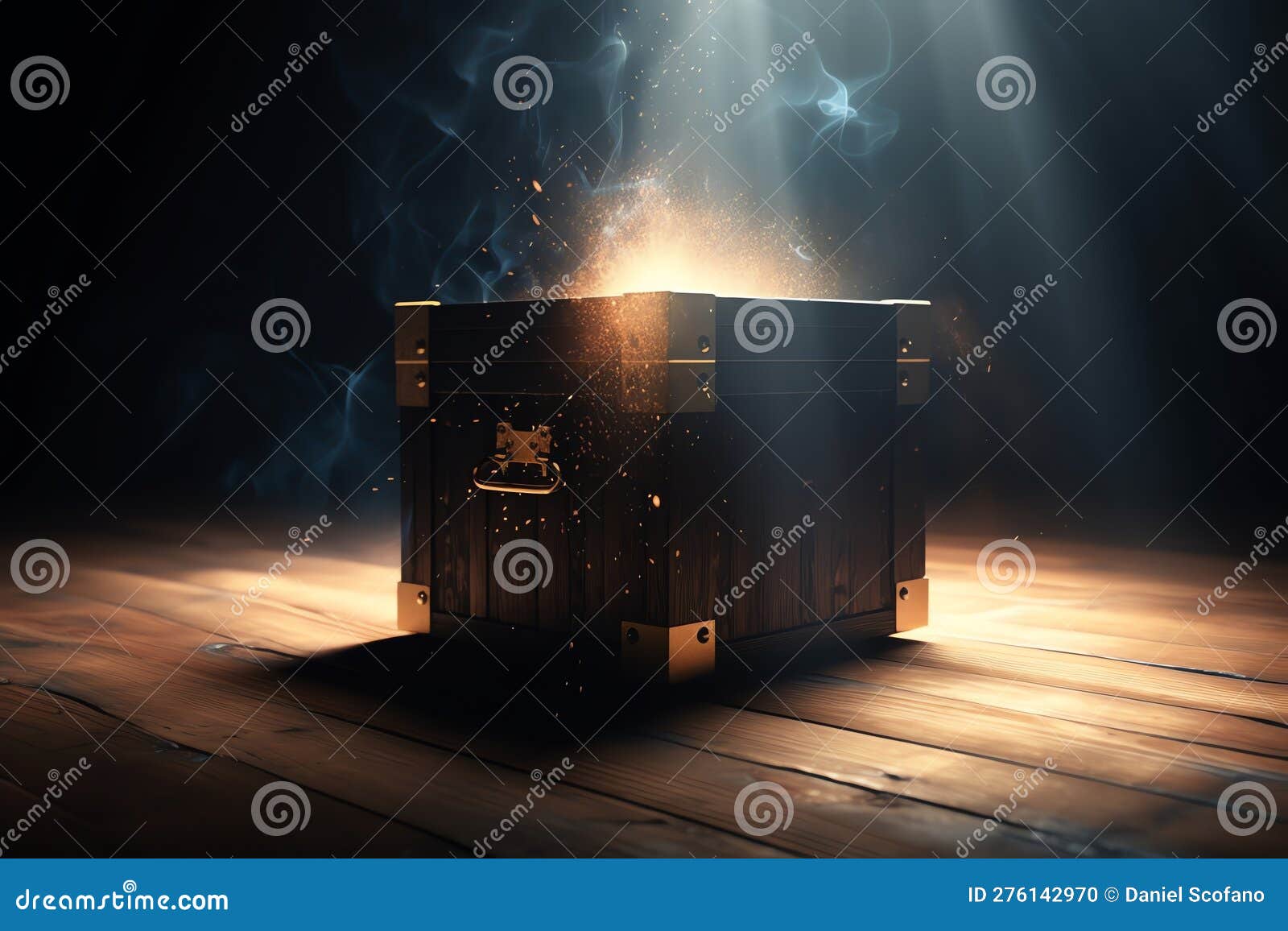 Mysterious Pandora Box Opening with Rays of Light, High Contrast Image ...