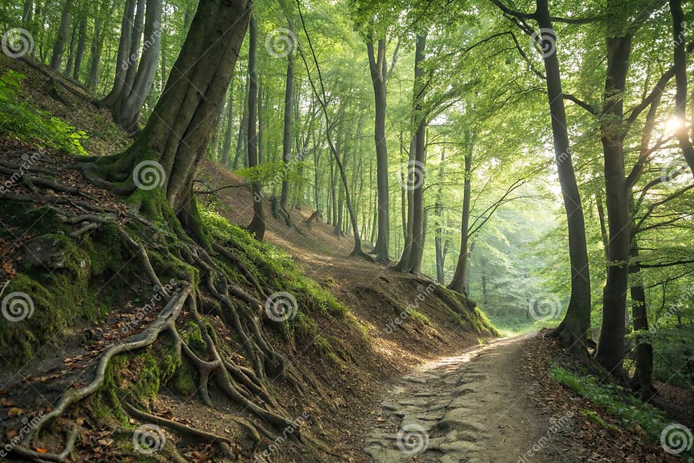 Mysterious Path in Fox Ravine Nature Reserve Stock Illustration ...