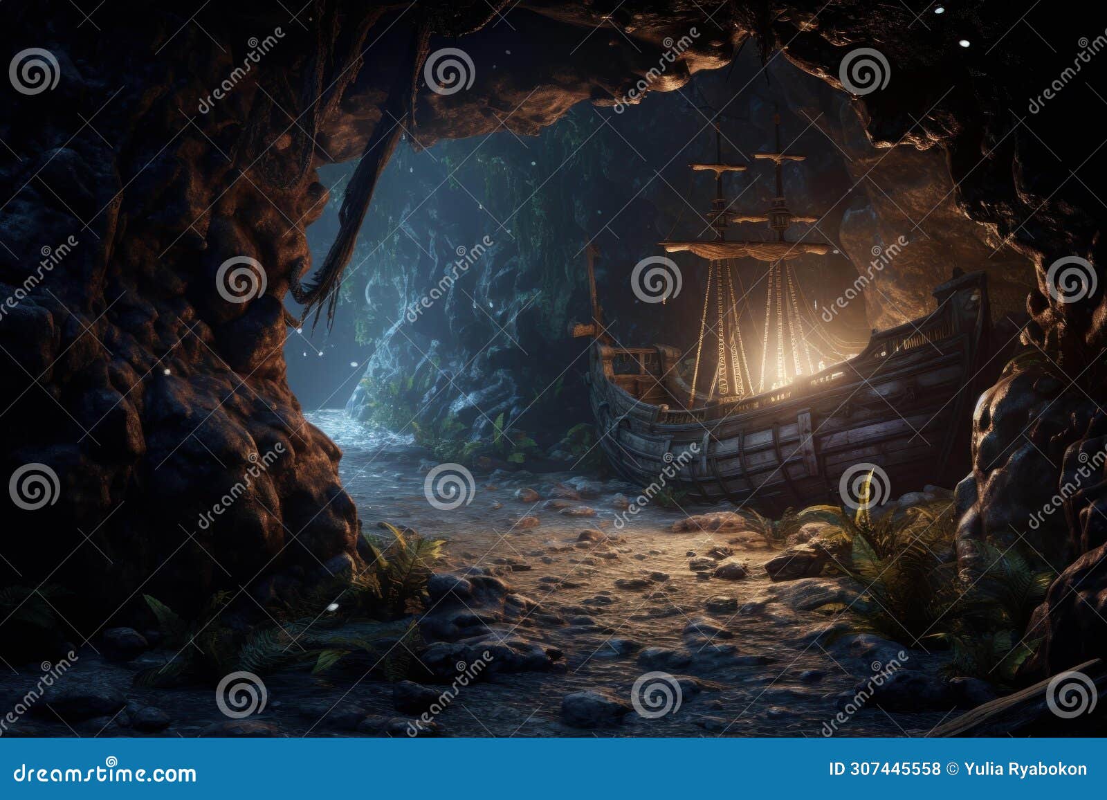 Mysterious Pirate Chest Cave. Generate Ai Stock Photography ...