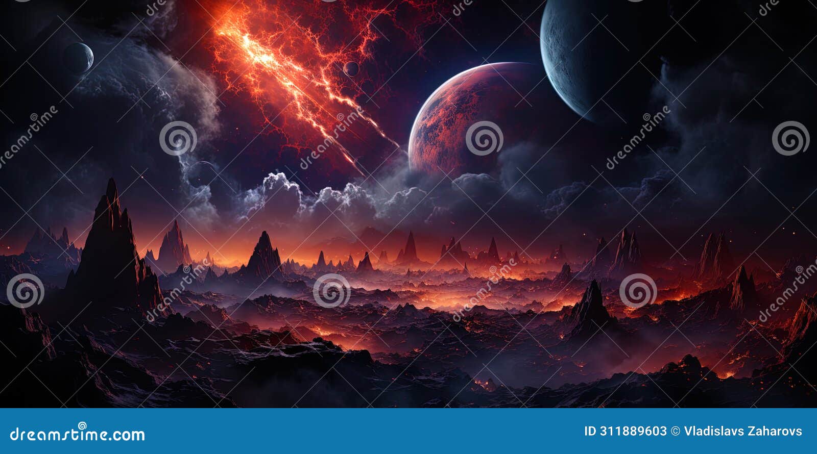 A Mysterious Planet with Reddish Clouds that Create the Effect of ...