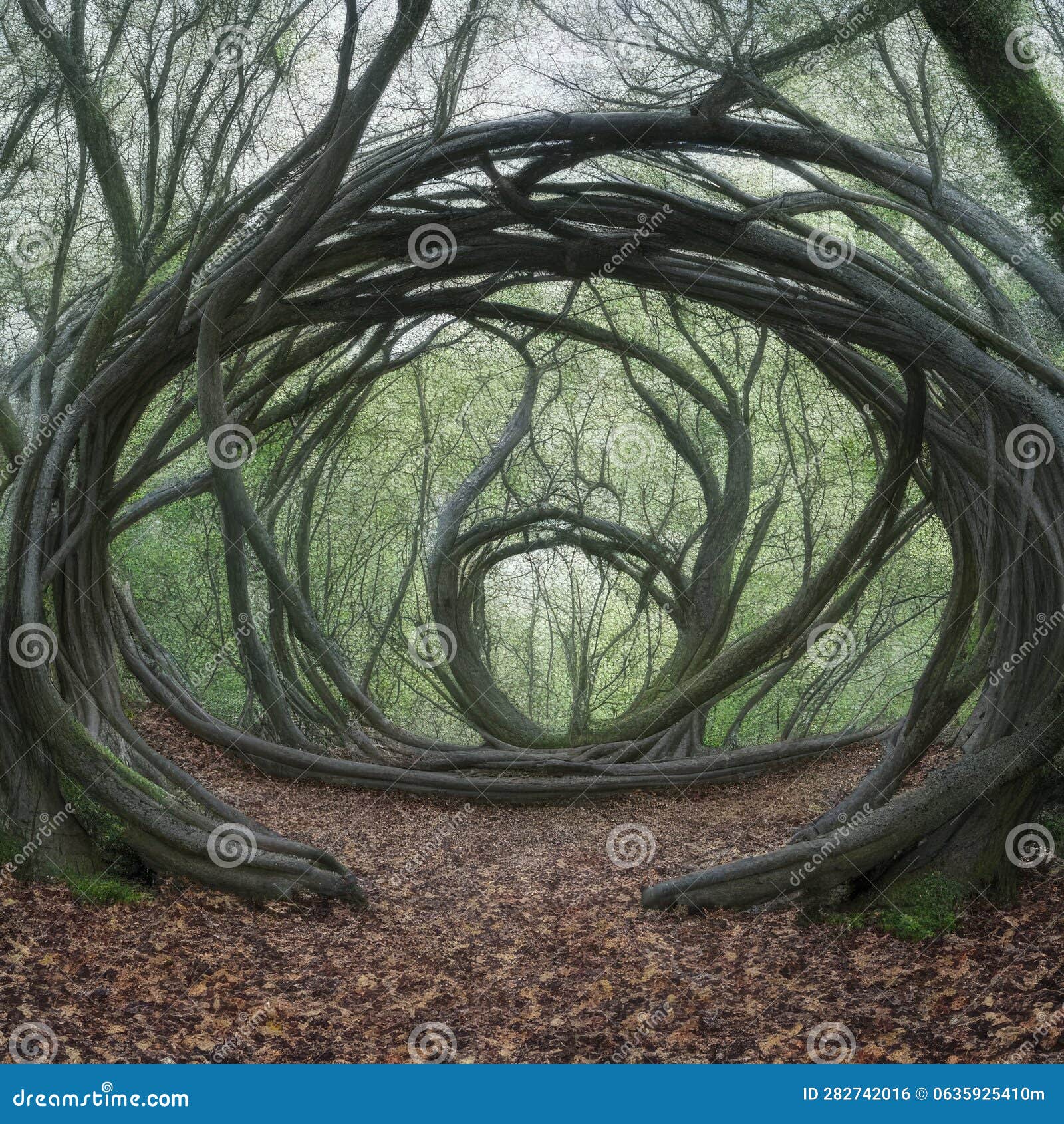Mysterious Portal Made of Tree Branches in the Forest. Stock ...