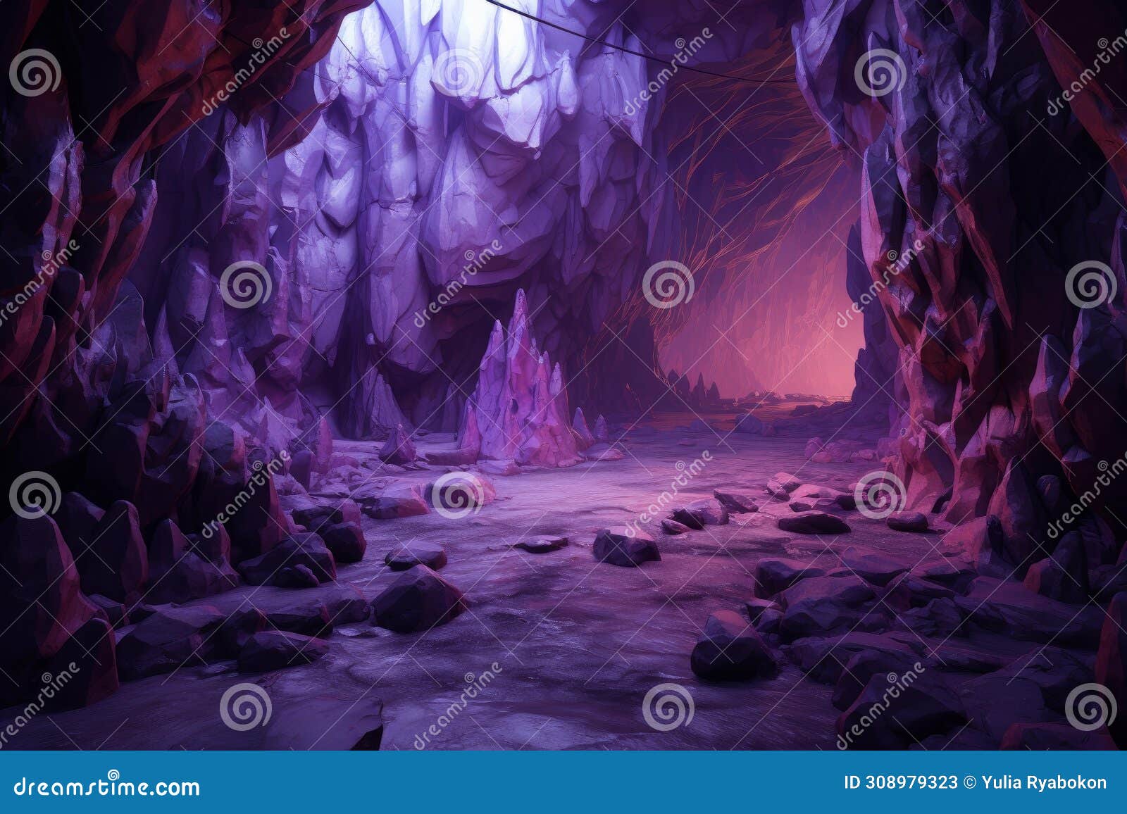 Mysterious Purple Cave Rock Curve. Generate Ai Stock Image - Image of ...