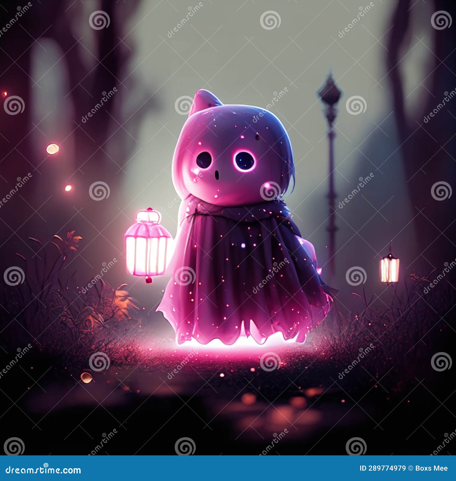 Mysterious Purple Doll In A Dark Room Halloween Concept Stock Illustration Illustration Of