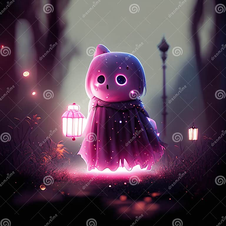 Mysterious Purple Doll In A Dark Room Halloween Concept Stock Illustration Illustration Of