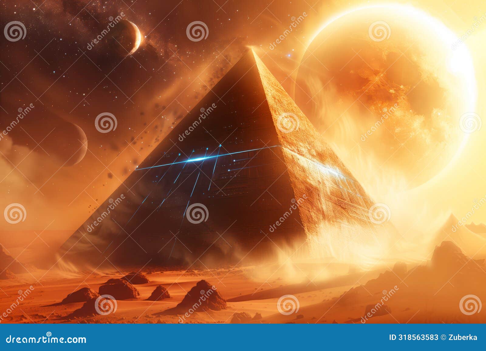 Mysterious Pyramid on Desert Stock Illustration - Illustration of ...