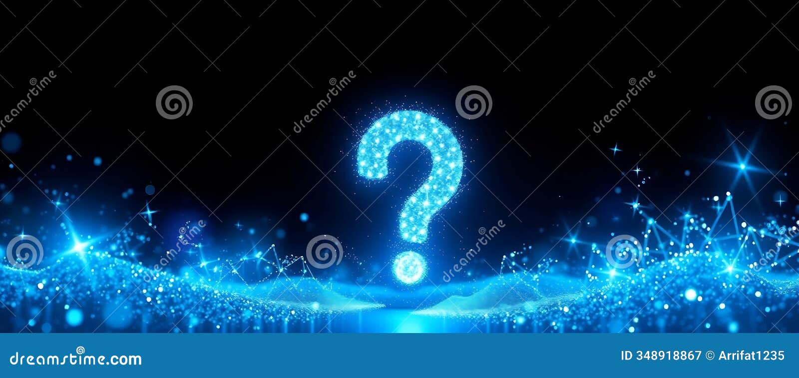 Mysterious Question Mark Glows in Digital Whirlwind Stock Image - Image ...