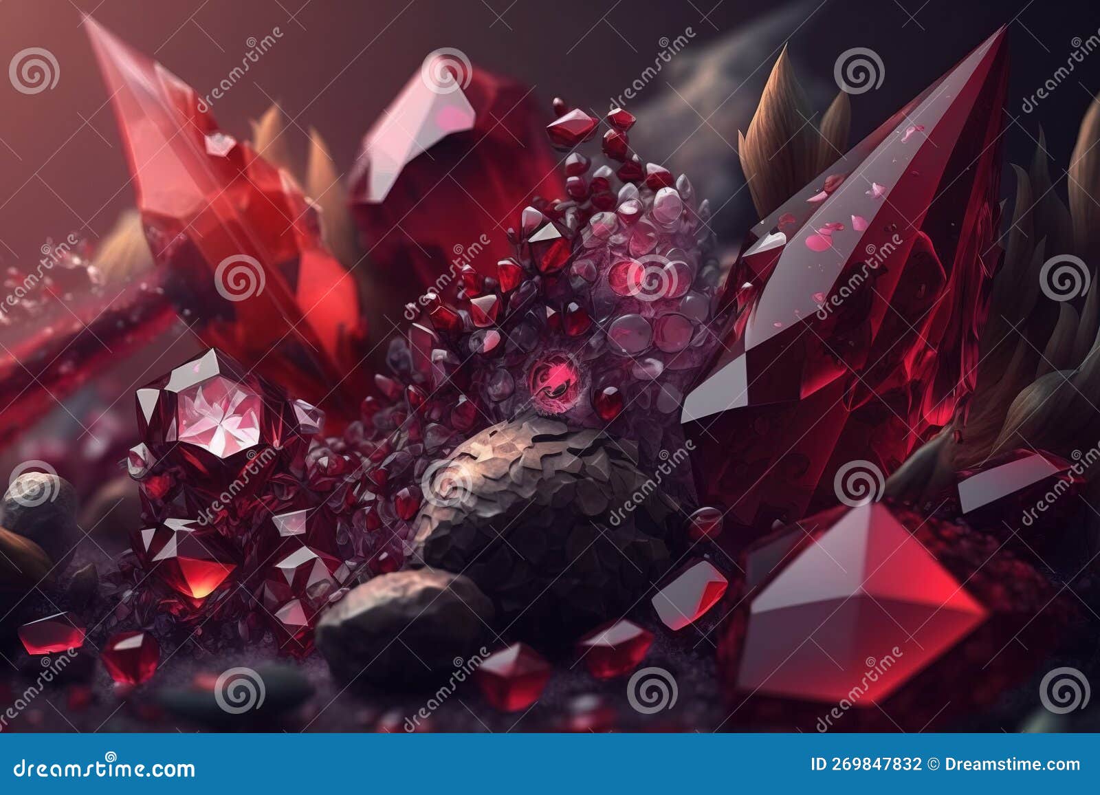 Mysterious Red Crystal Abstract Generative Background Stock ...