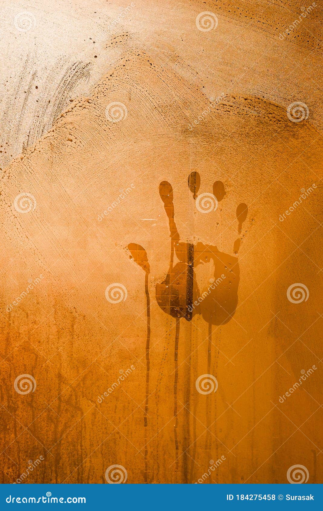 Mysterious Red Hand Print on the Bathroom Mirror Stock Photo - Image of ...