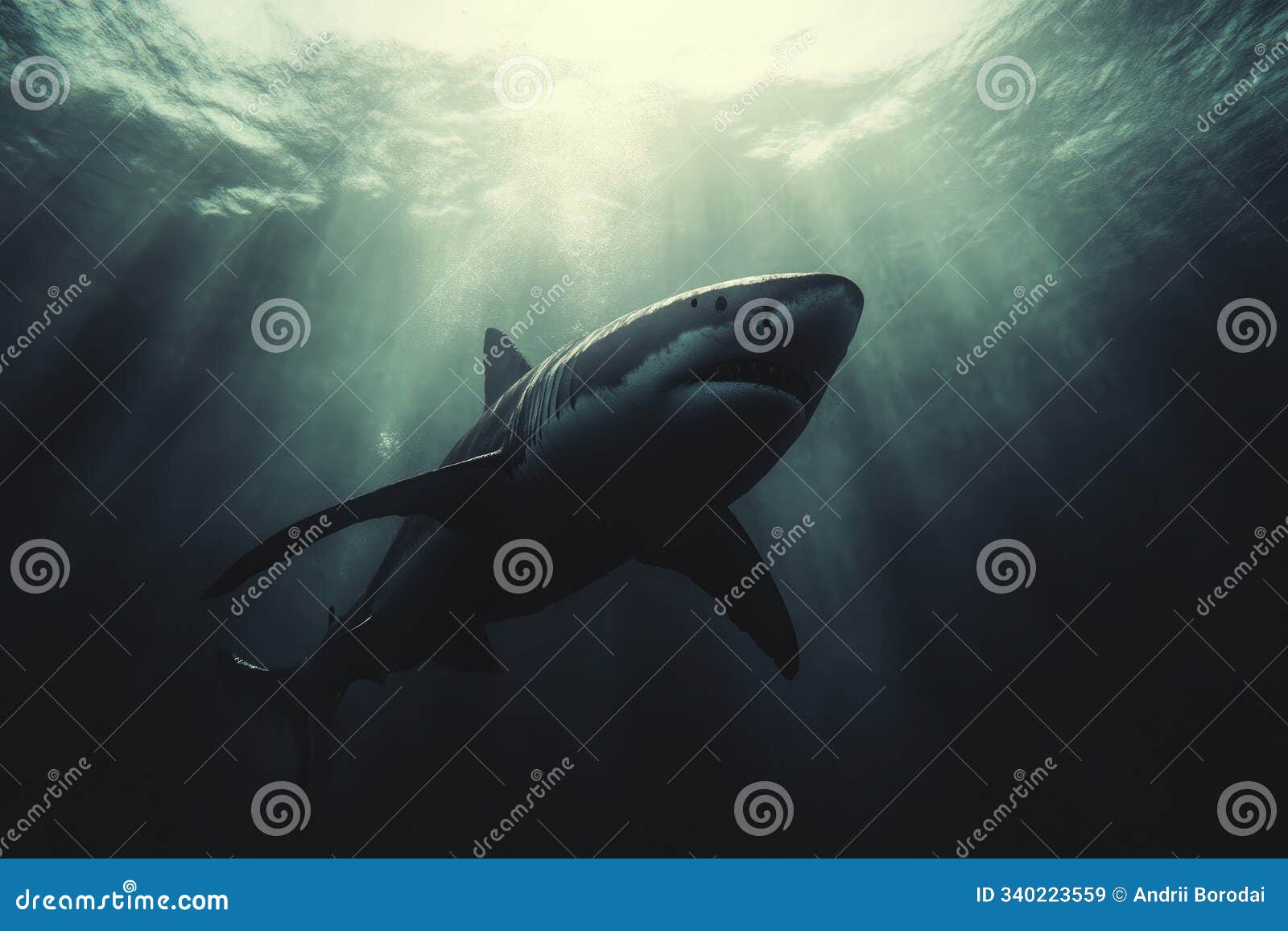 Mysterious Shadow of the Deep: a Giant Shar. Stock Illustration ...