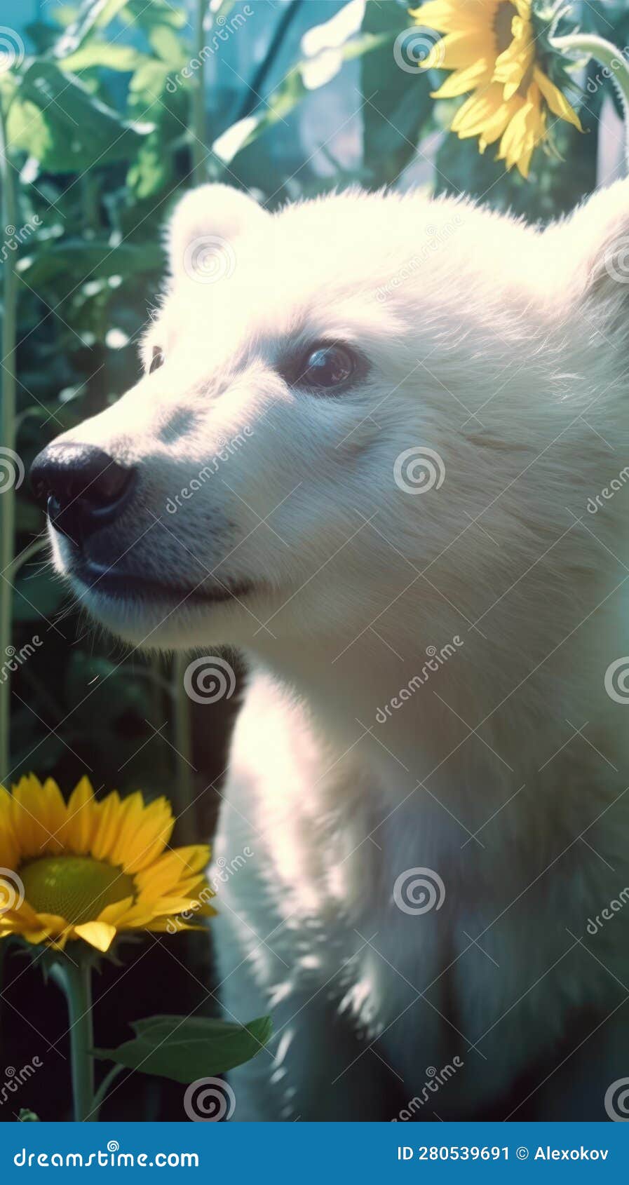 Mysterious Shimmering White Bear Cub Exploring Rural Landscape . Stock ...
