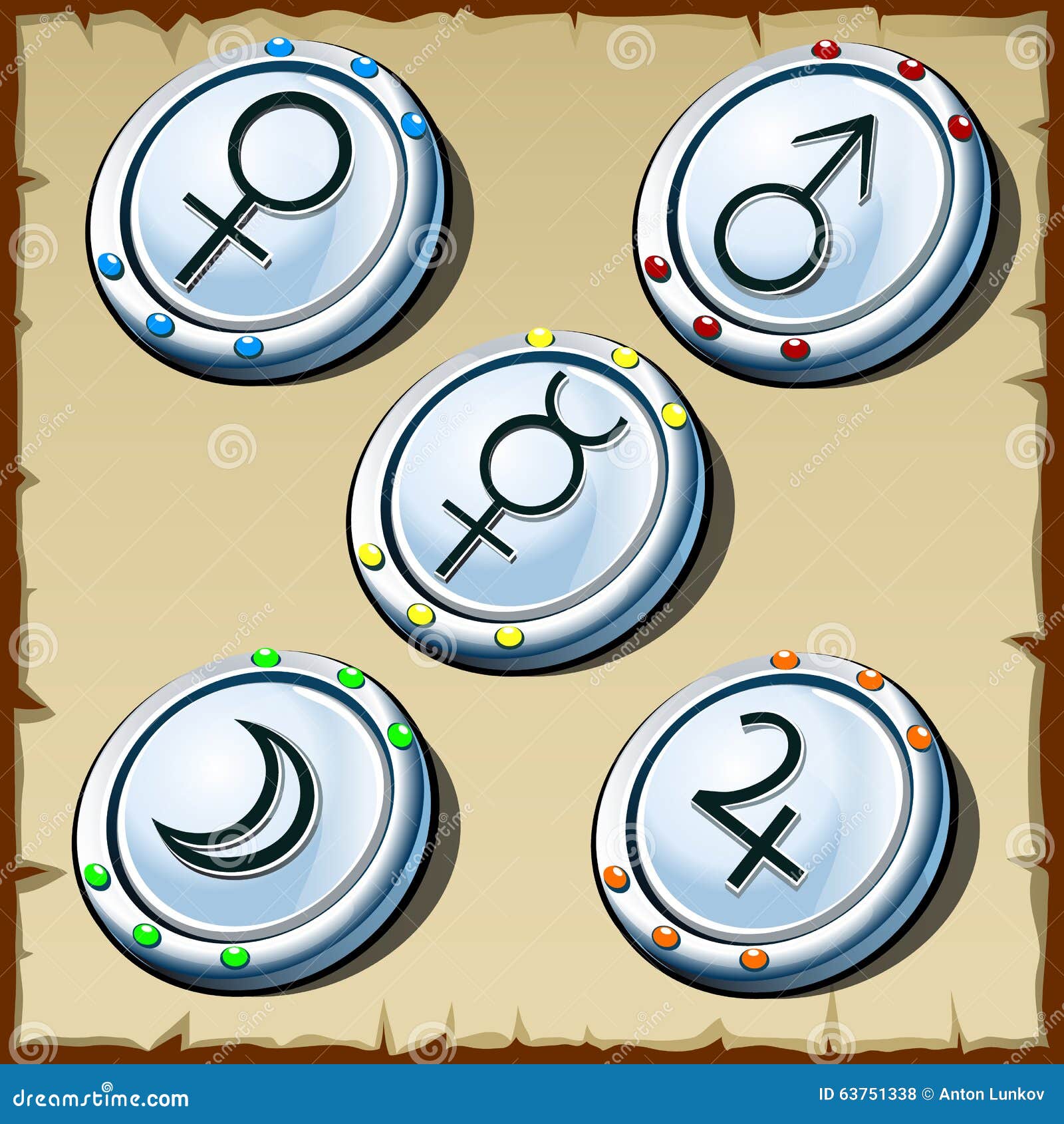 Mysterious Signs in the Round Form, Five Element Stock Vector ...