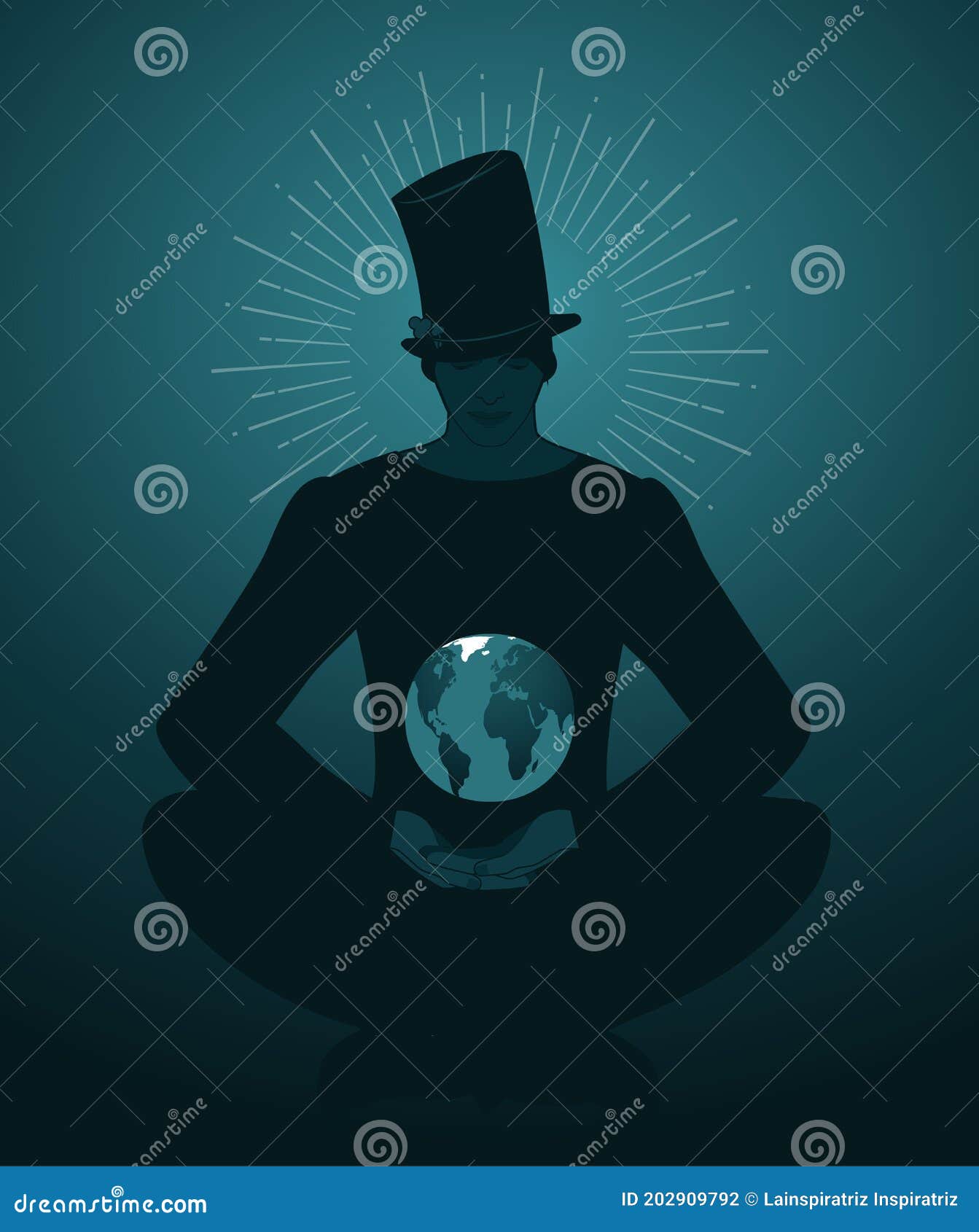 Mysterious Silhouette Of Man In Top Hat With The World Floating Above ...