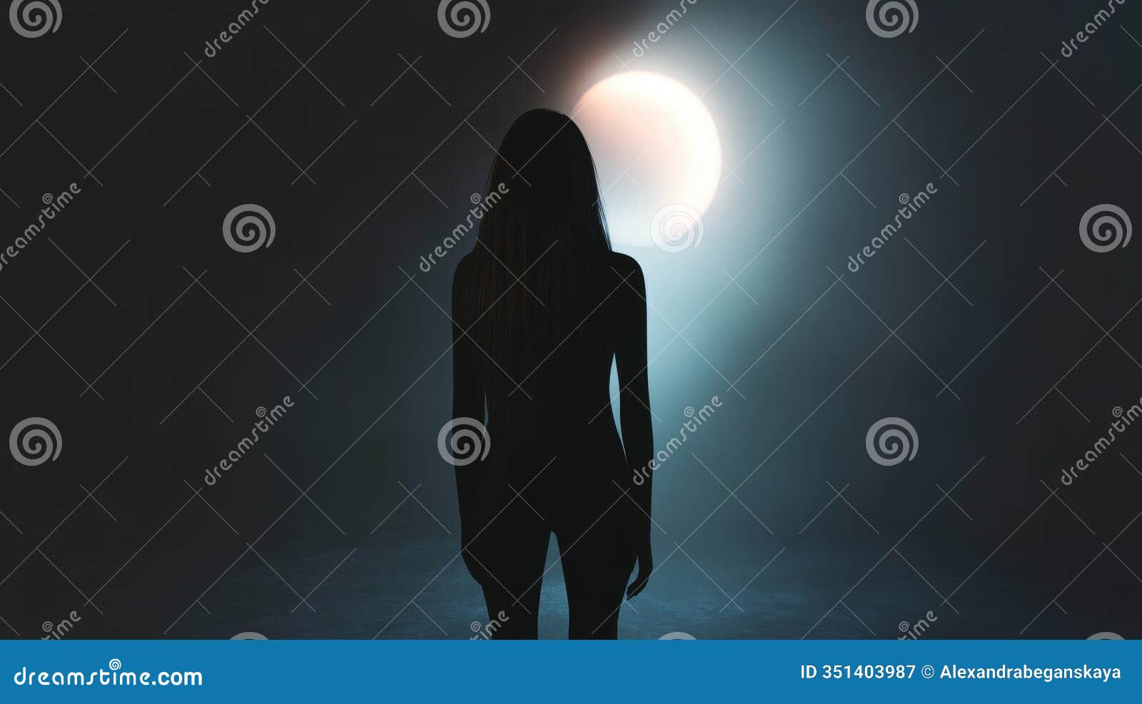 Mysterious Silhouette Stands before Ethereal Light Source Creating ...