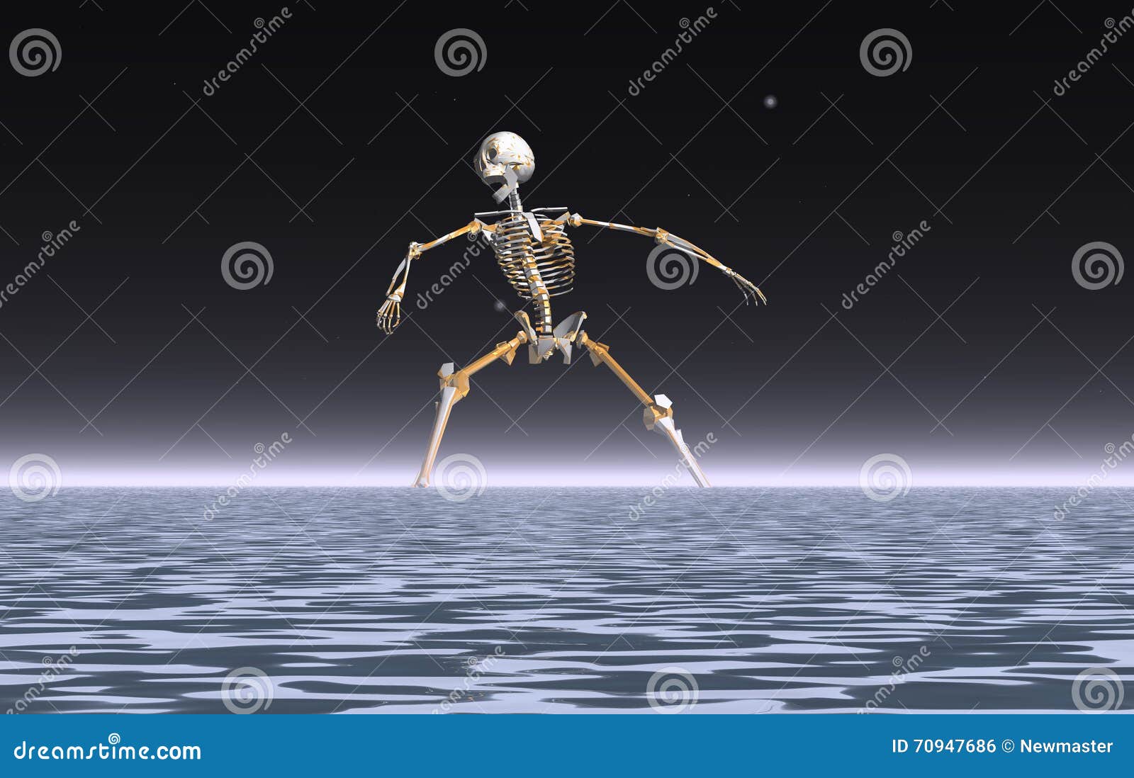 Mysterious Skeleton Adventurer Overlooking Misty Canyon Landscape ...