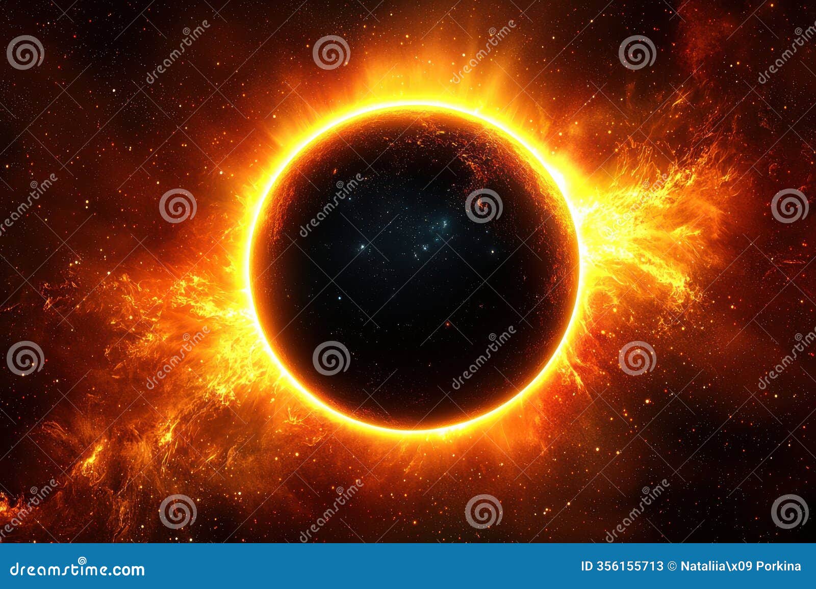 Mysterious Solar Eclipse with Fiery Corona in Deep Space Phenomenon ...
