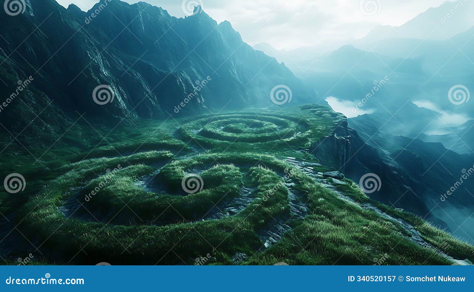 Mysterious Spiral Staircase In Dim Atmospheric Light Royalty-Free Stock ...