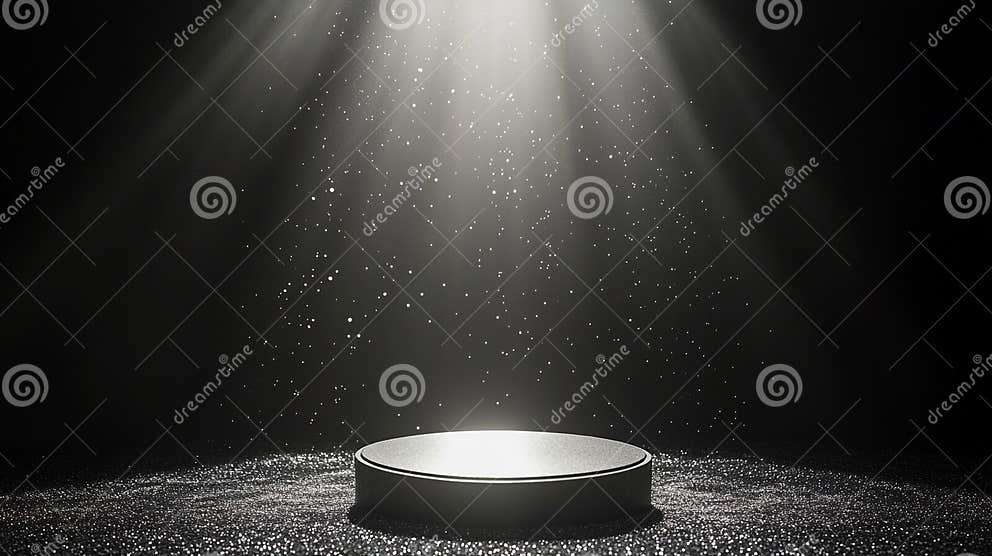 Mysterious Stage with Dramatic Lighting and Falling Particles in a Dark ...